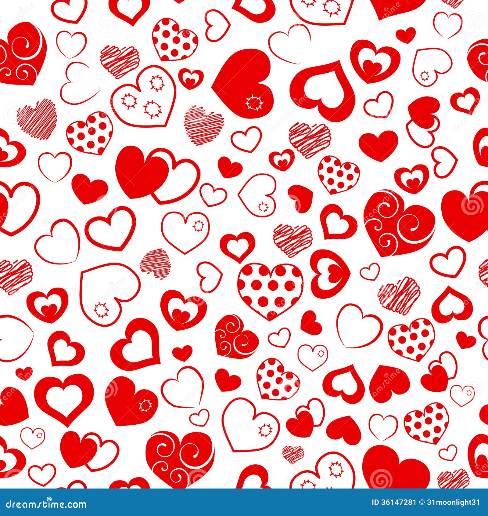 Seamless pattern of hearts stock vector. Illustration of romance - 36147281