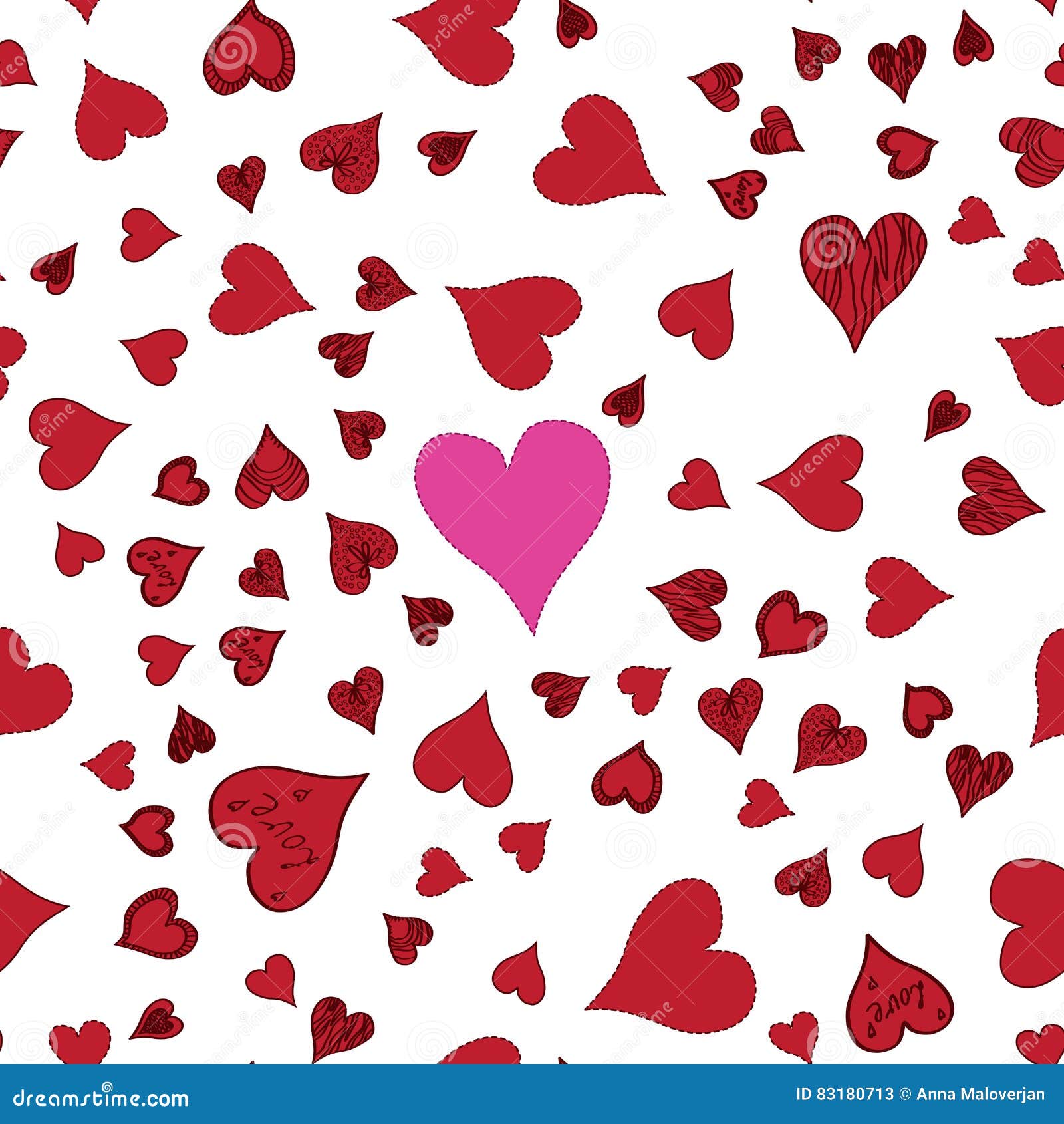 Seamless Pattern with Hearts on White Stock Vector - Illustration of ...