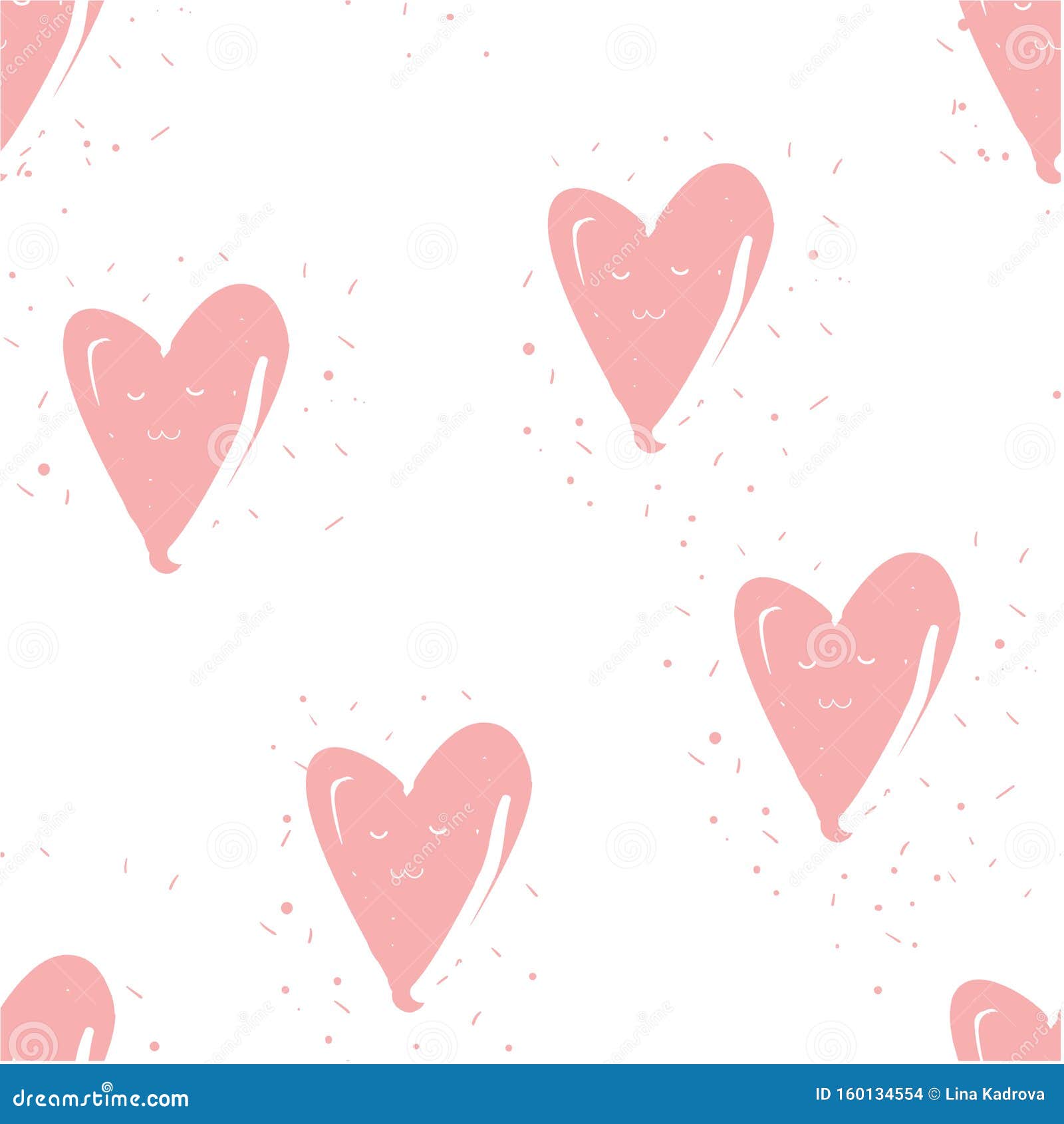 Seamless Pattern with Hearts on White. Hand Drawn Background. Stock ...