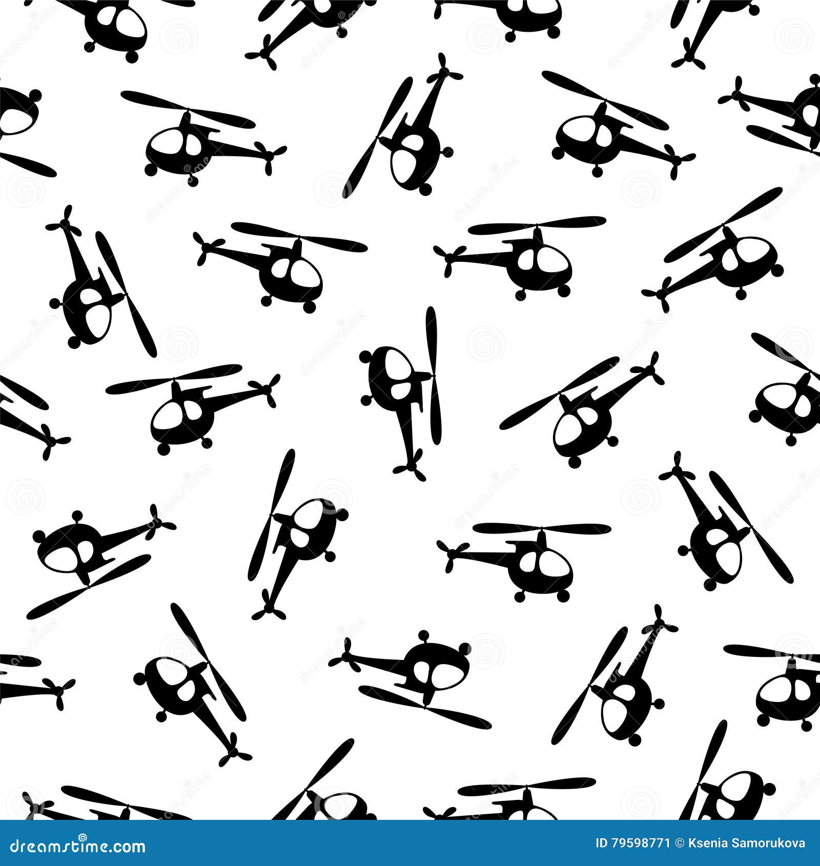 Seamless Pattern - Helicopter. Black on White Stock Vector ...