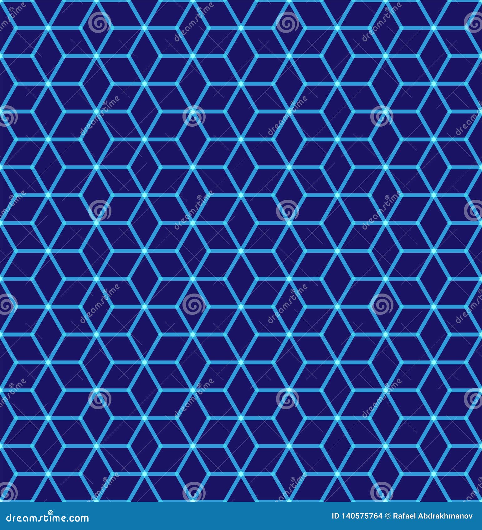 Seamless Pattern of the Hexagonal Neon Netting. Luminous Particles ...