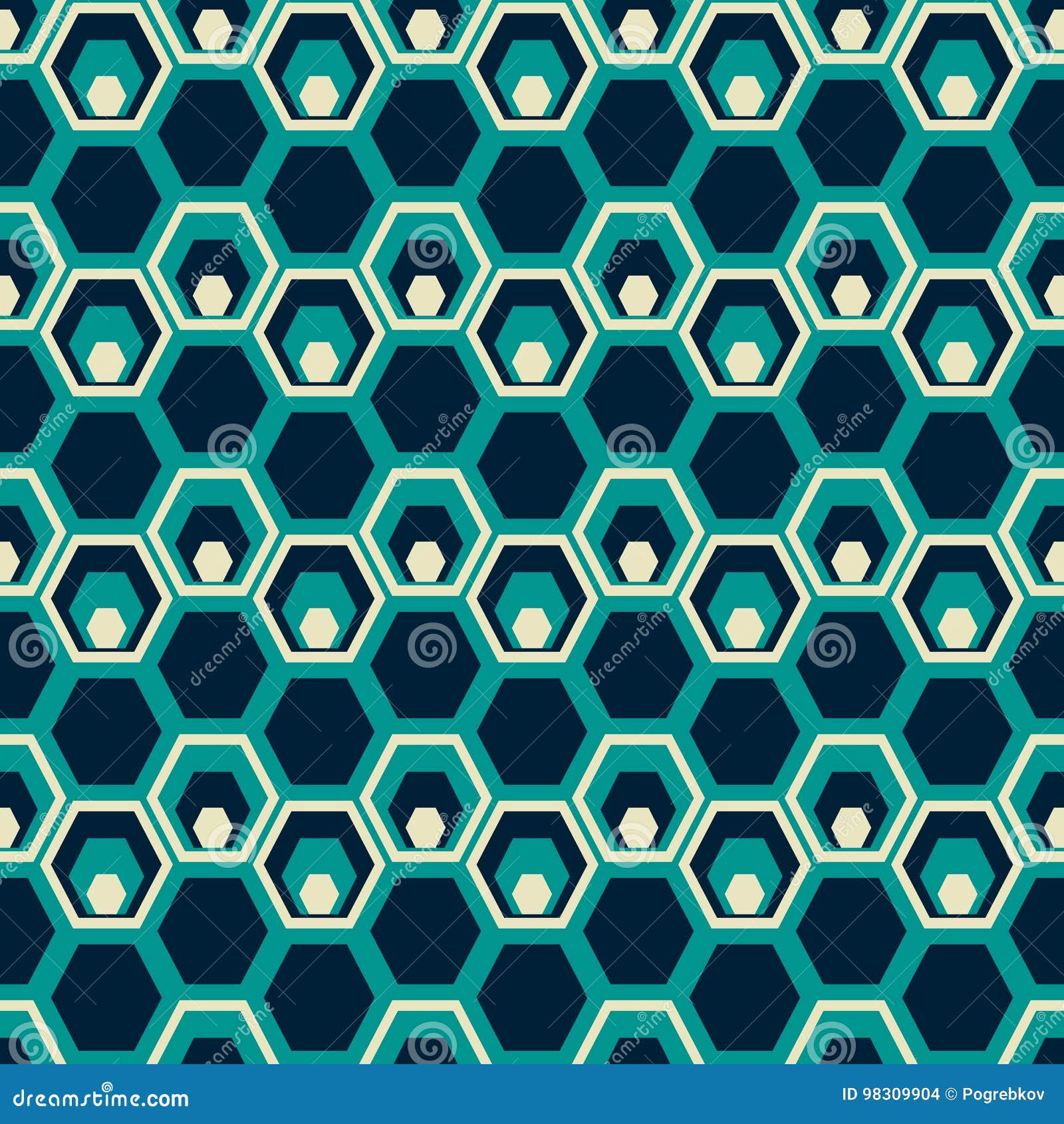 Seamless Pattern of Hexagons Placed One Inside Another Stock Vector ...