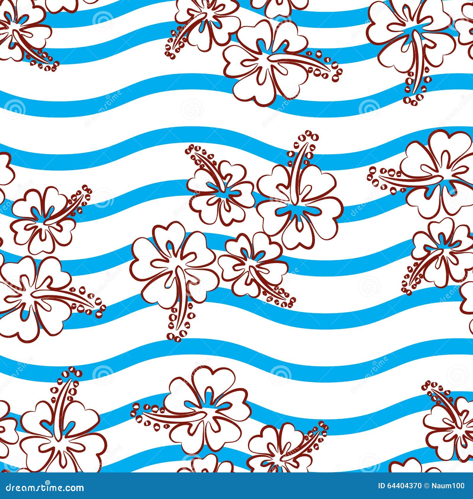 Seamless Pattern Hibiscus Flowers. Vector Stock Vector - Illustration ...