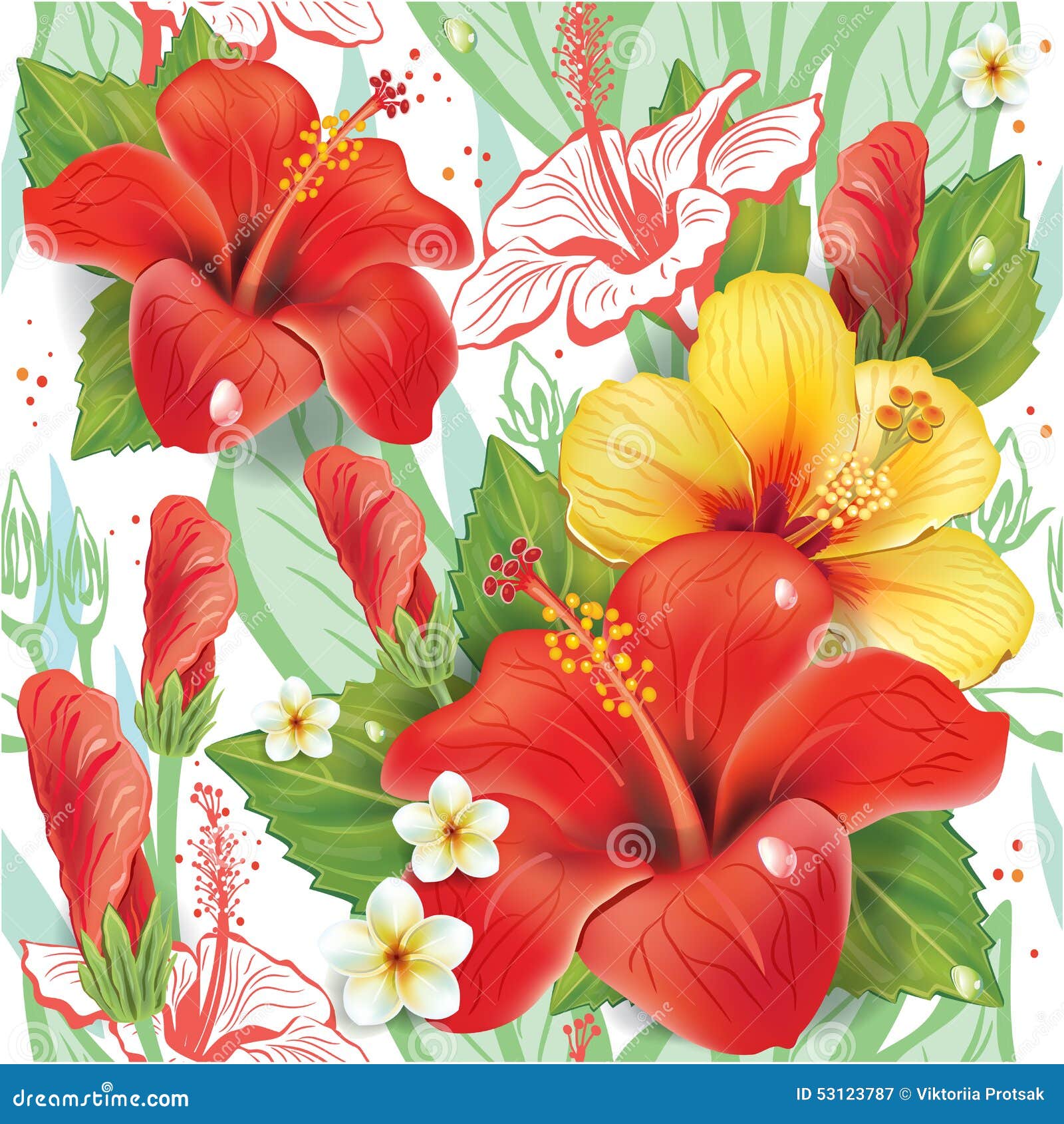 Seamless Pattern with Hibiscus Pattern Stock Vector - Illustration of ...