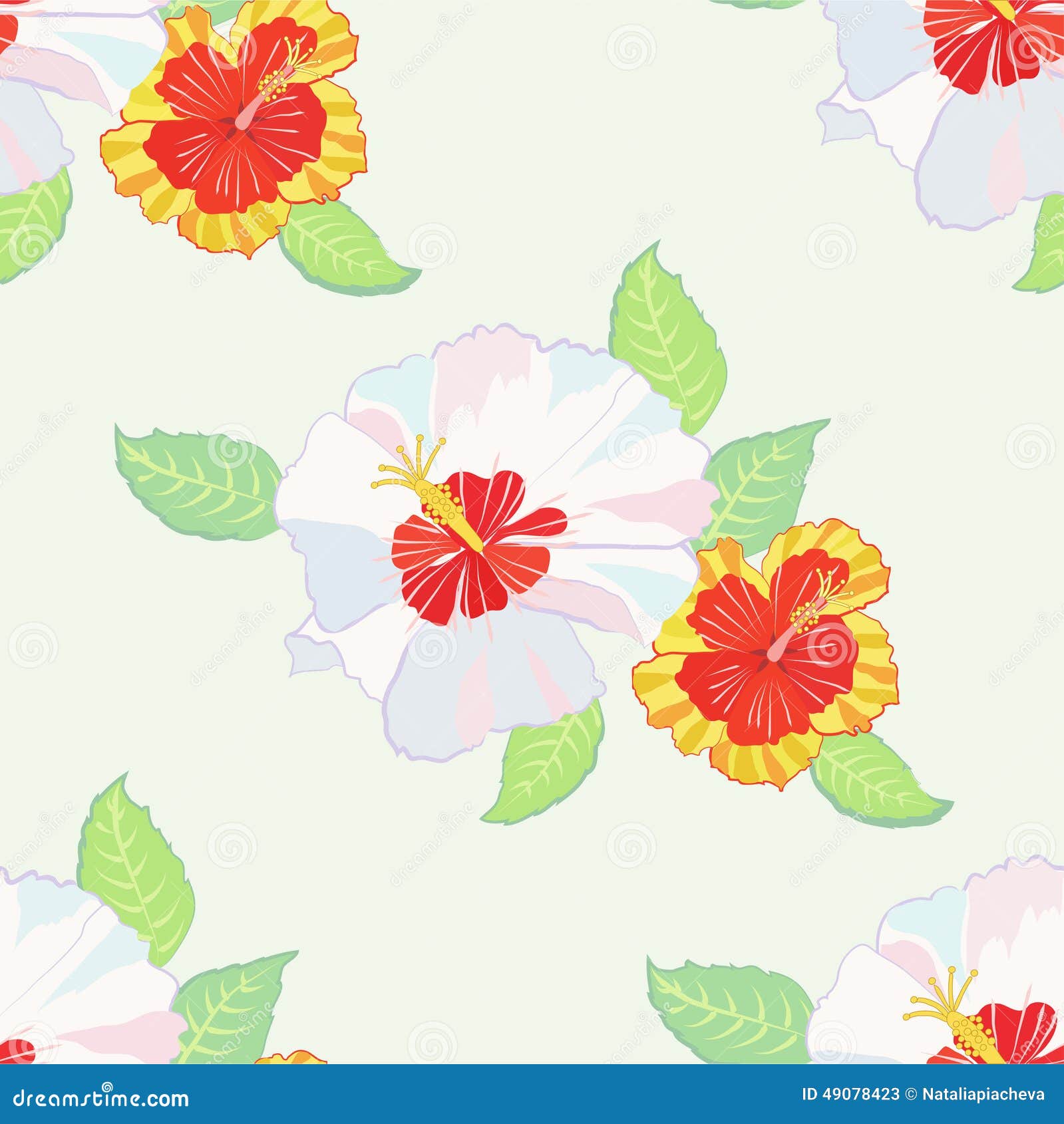 Seamless Pattern with Hibiscus-05 Stock Vector - Illustration of vector ...