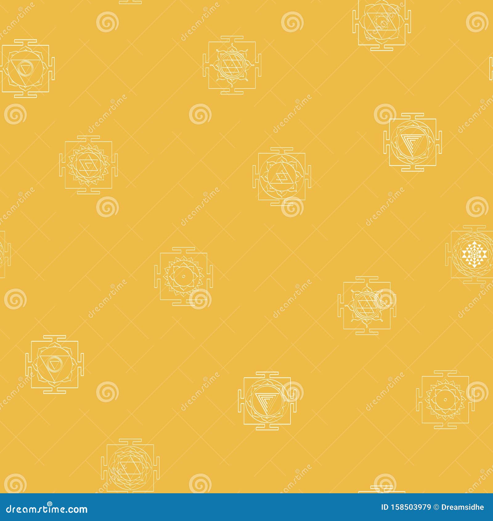 Seamless Pattern with Hinduism Symbols Stock Vector - Illustration of ...