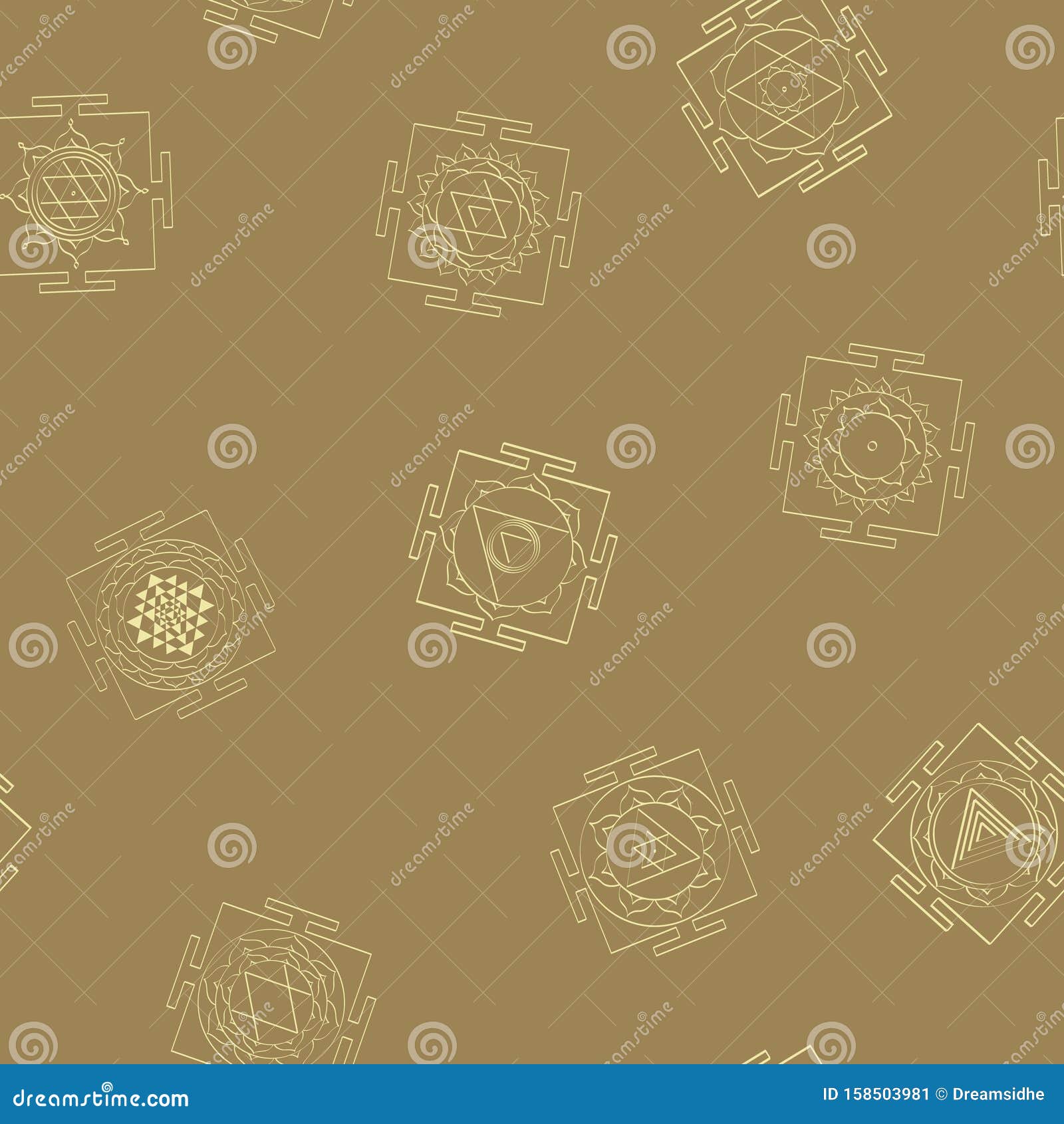 Seamless Pattern with Hinduism Symbols Stock Vector - Illustration of ...
