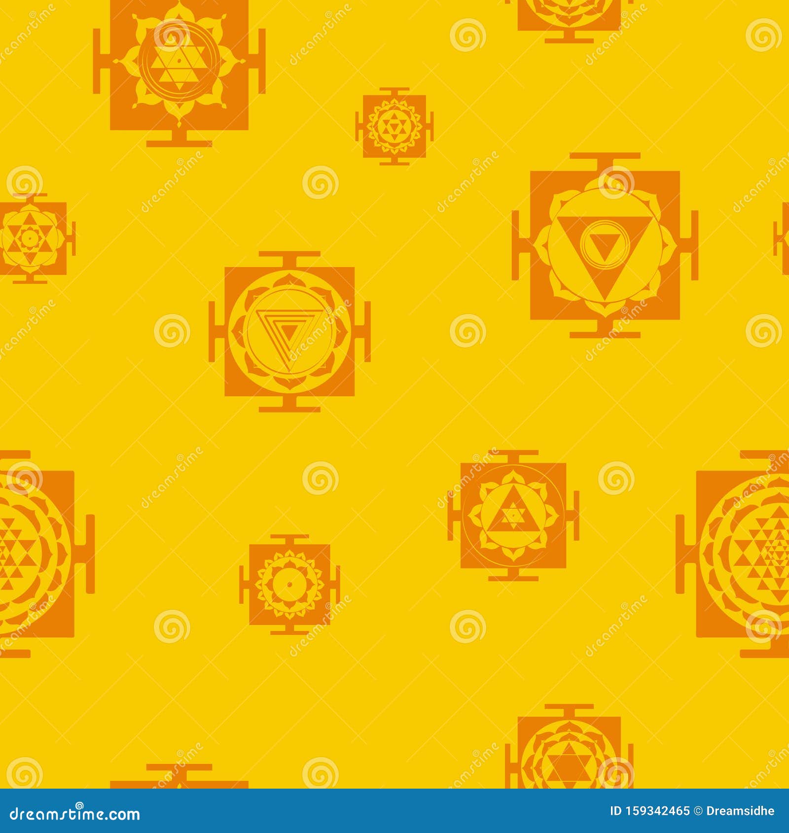Seamless Pattern with Hinduism Symbols Stock Vector - Illustration of ...