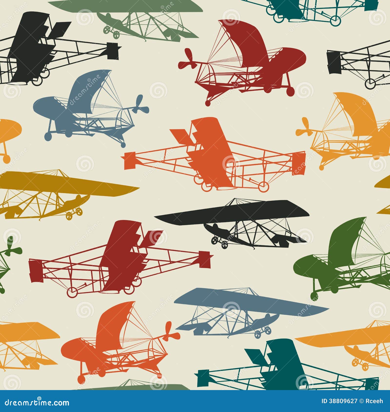 Seamless Pattern with Historical Planes Stock Vector - Illustration of ...