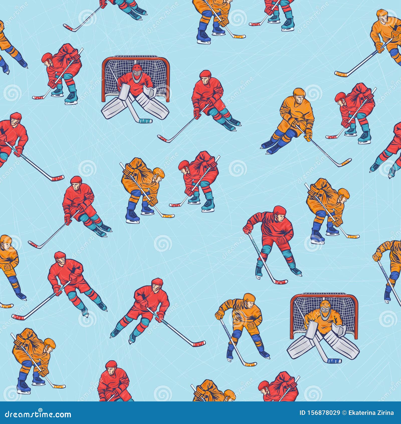 Seamless Pattern with Hockey Players. Vector Graphics Stock ...