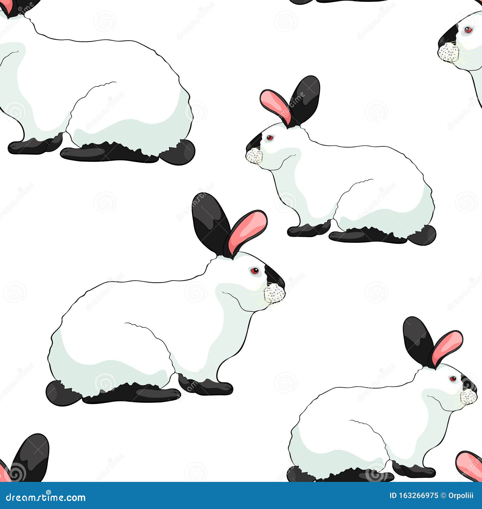 Seamless Pattern Home Pet Californian Rabbit. Vector Illustration Stock ...