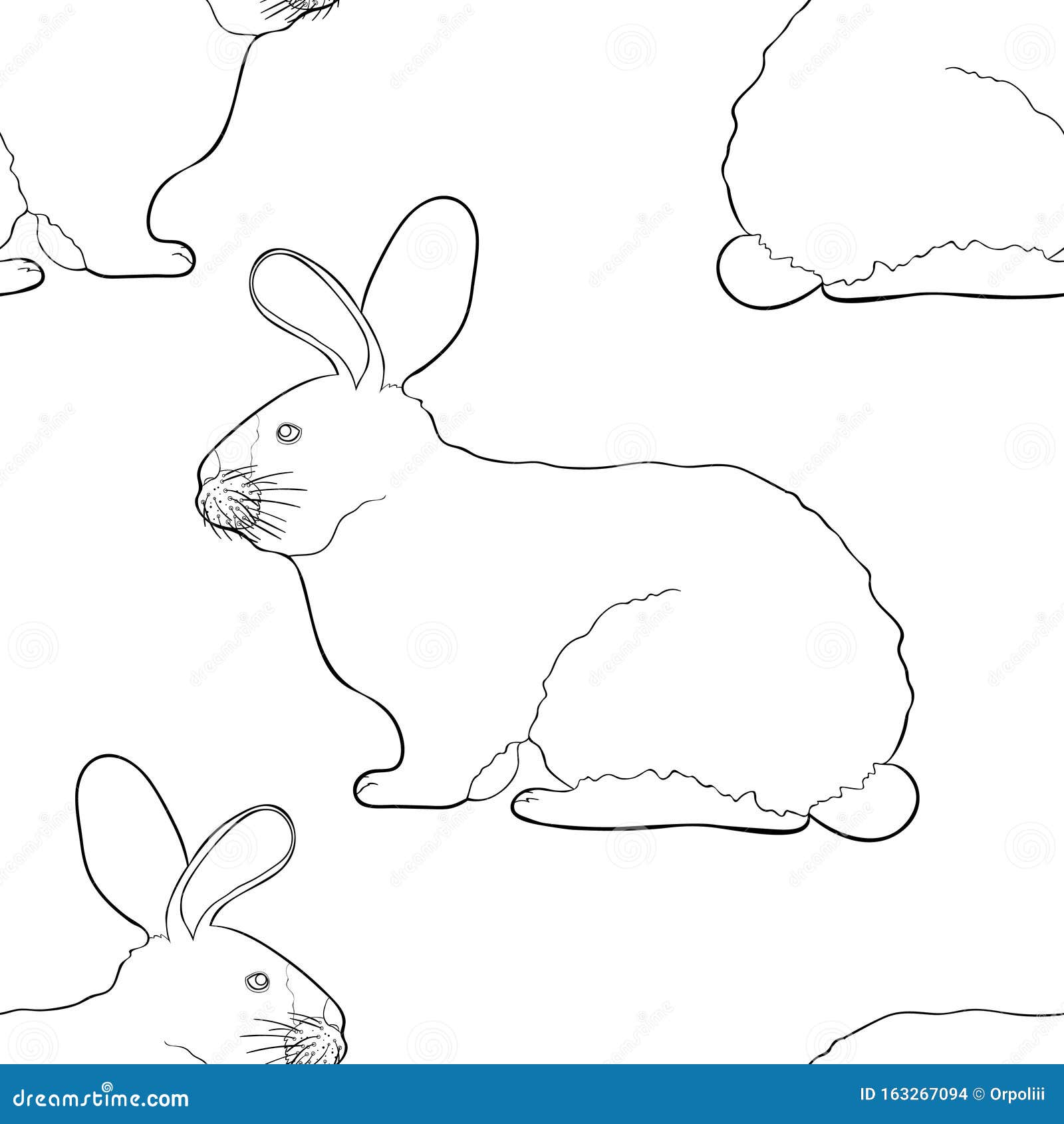 Seamless Pattern Home Pet Californian Rabbit. Vector Illustration Stock ...