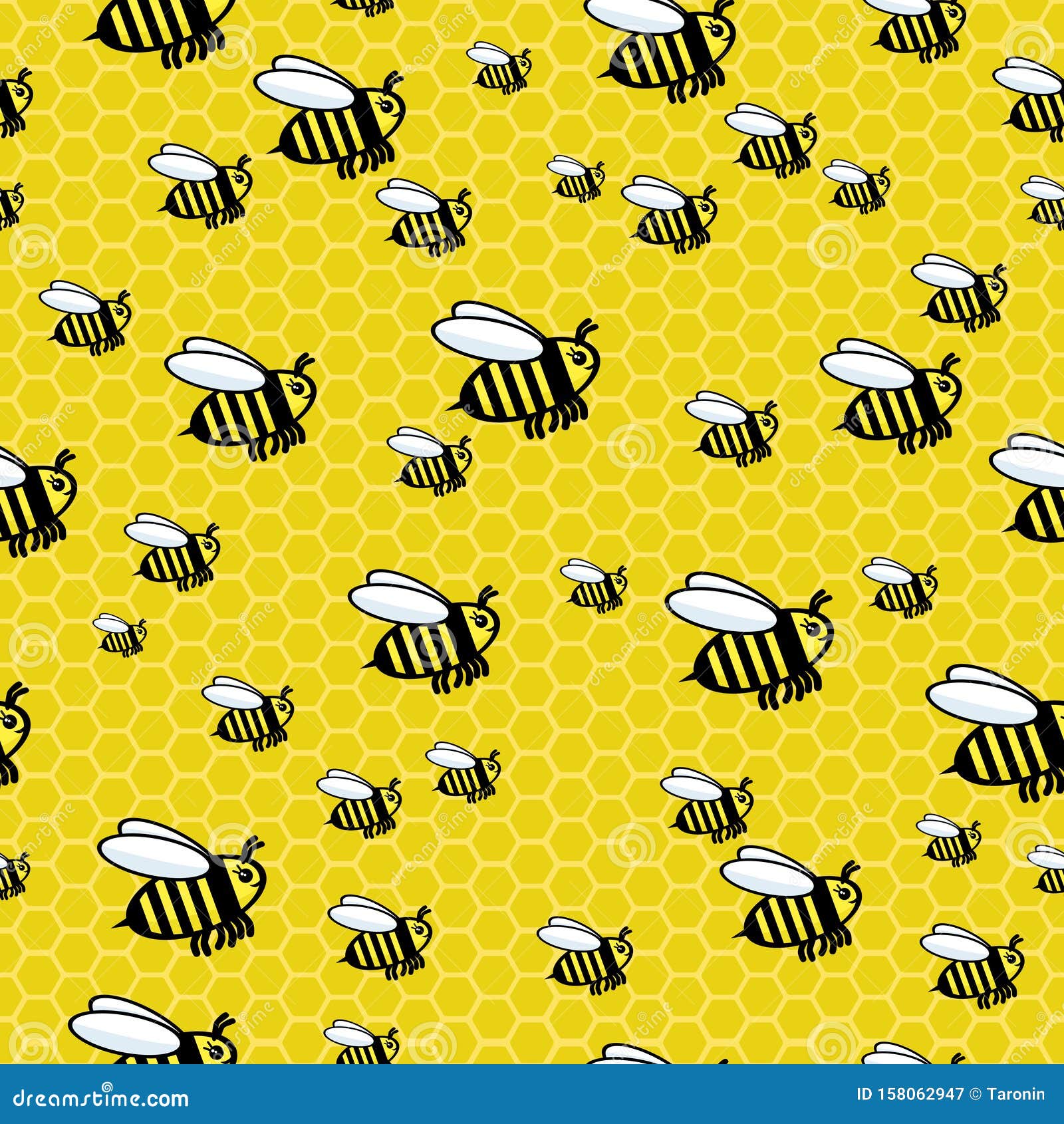 Seamless Pattern with Honey Bees. Stock Vector - Illustration of ...
