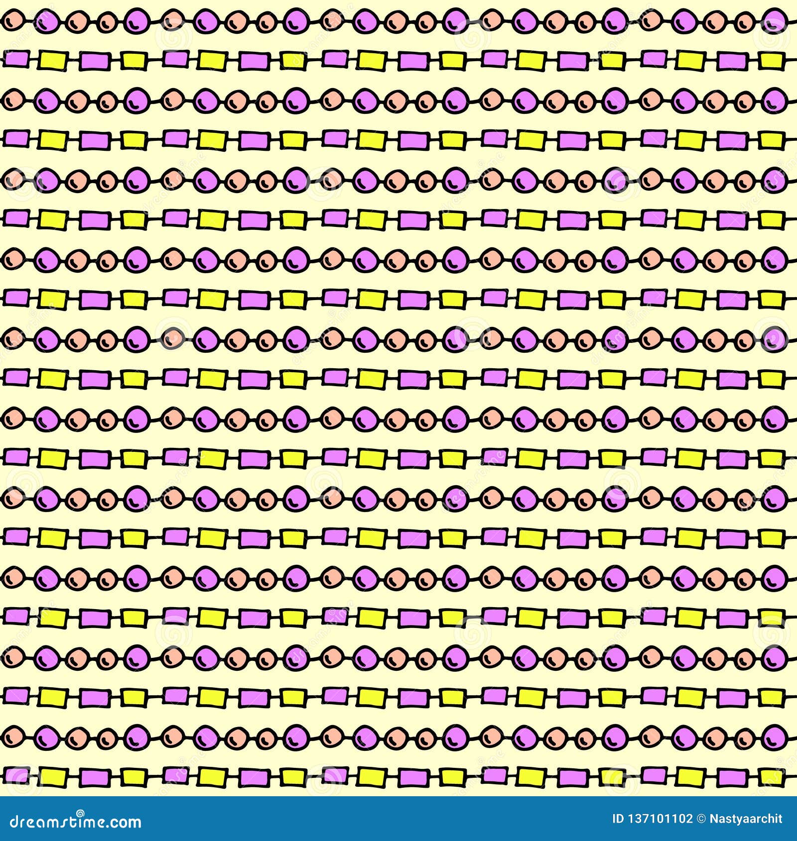 Seamless Pattern with Horisontal Rows of Hand Drawn Elements Stock ...