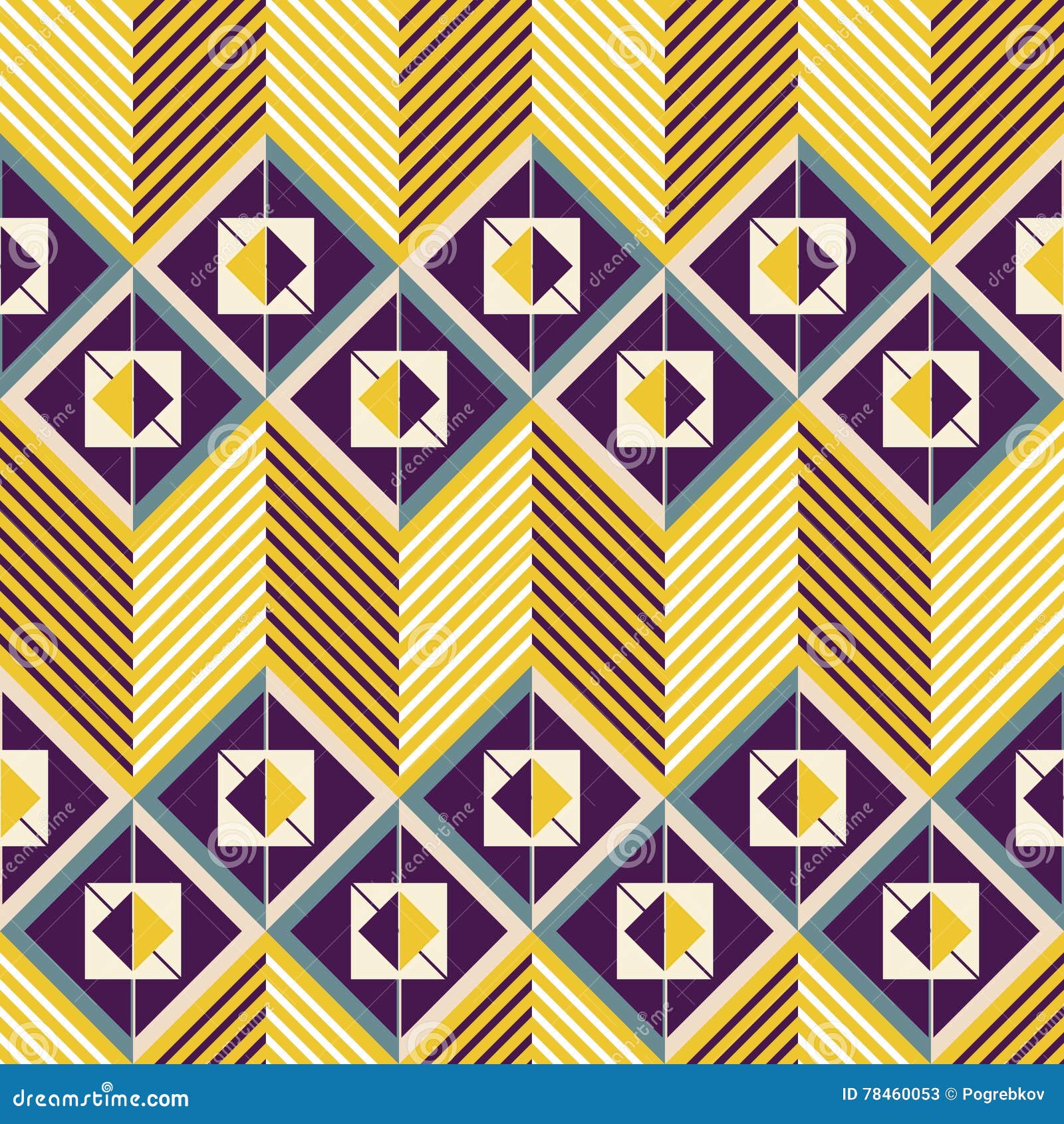 Seamless Pattern of Horizontal Giant Zigzag with Squares Inside Stock ...