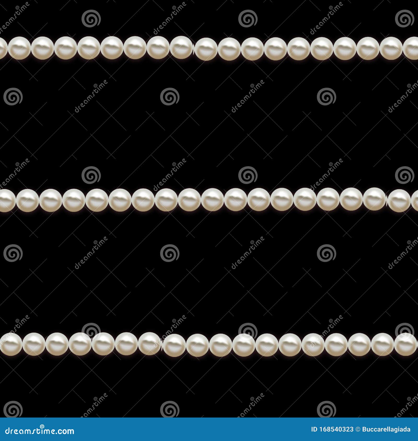 Seamless Pattern - Horizontal White Pearl Strings on Black Background ...