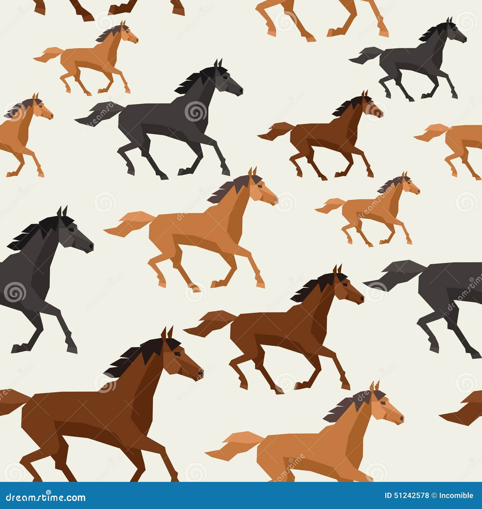 Seamless Pattern with Horse Running in Flat Style Stock Vector ...