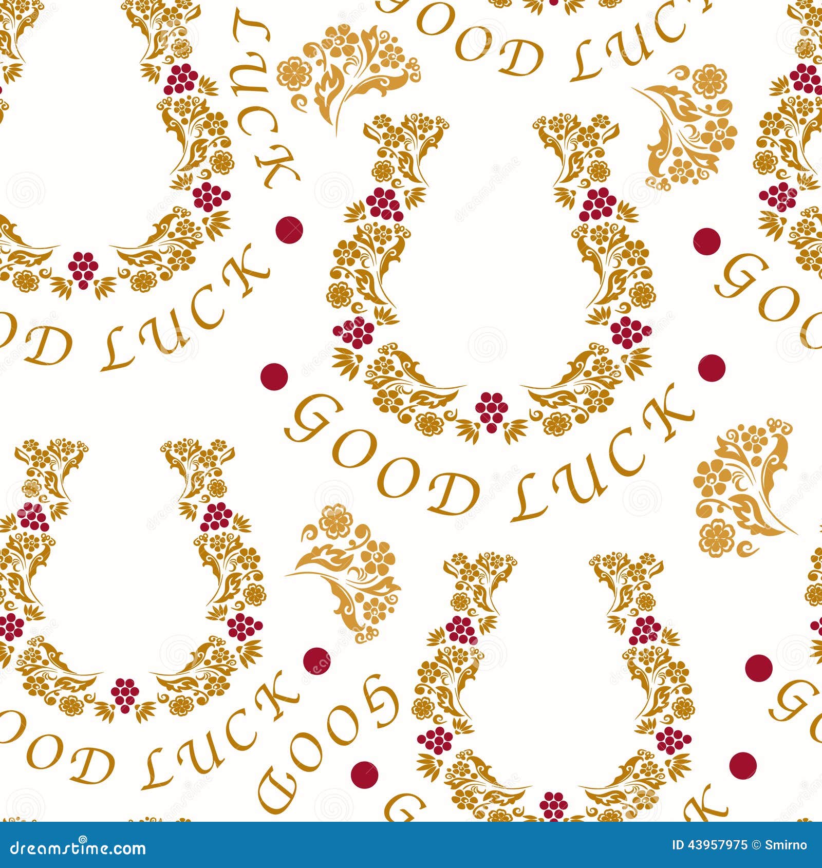 Seamless Pattern with Horseshoes for Good Luck, Vector Illustration ...