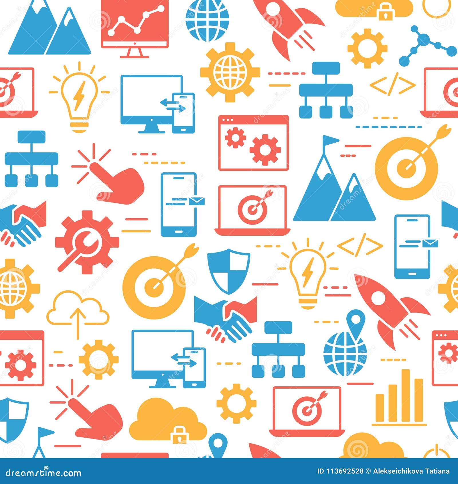 Seamless Pattern With Hosting Server Database Network And Cloud Computing Icons Stock Vector