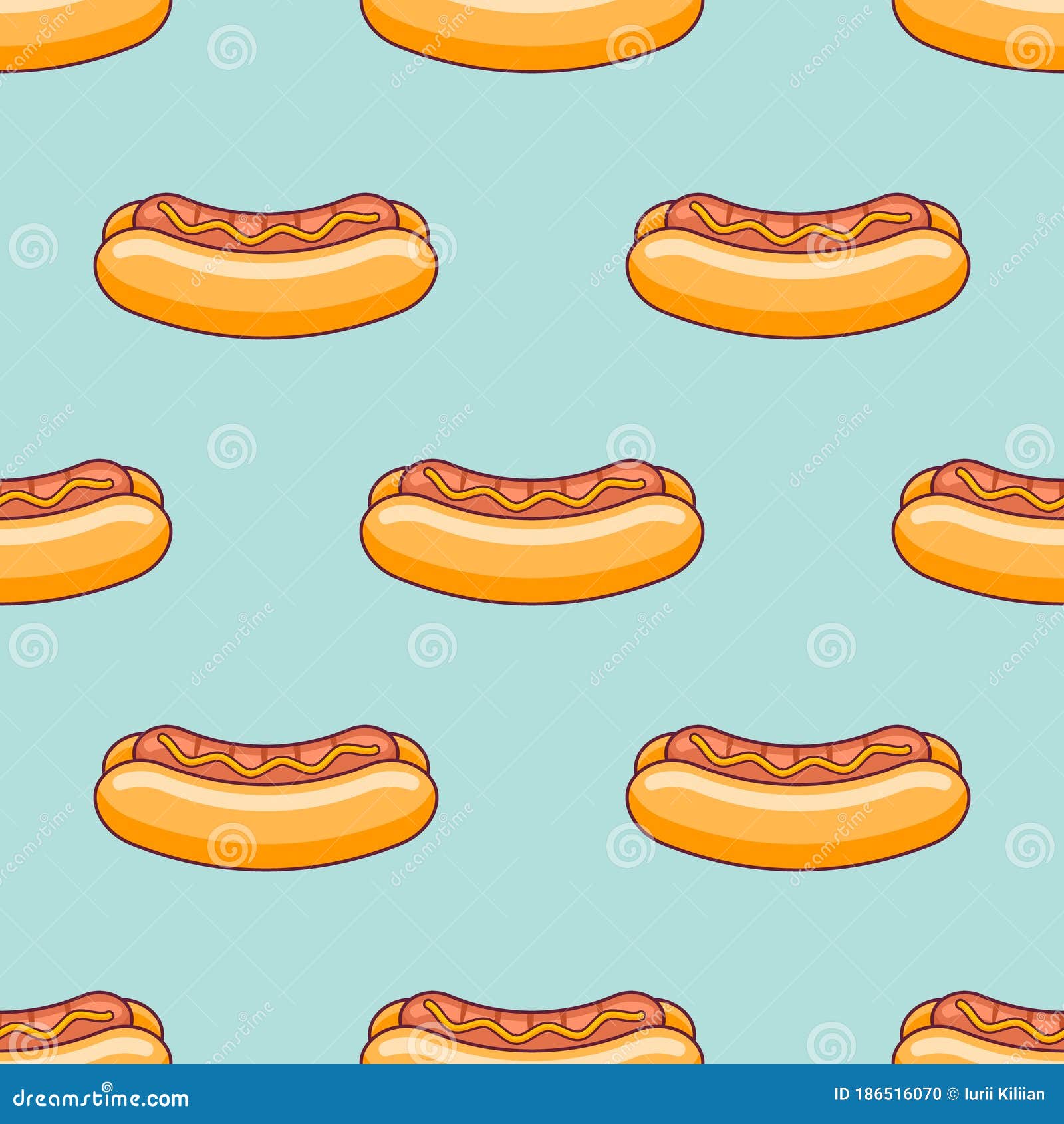 Seamless Pattern with Hot Dog. Vector Texture. Stock Vector ...