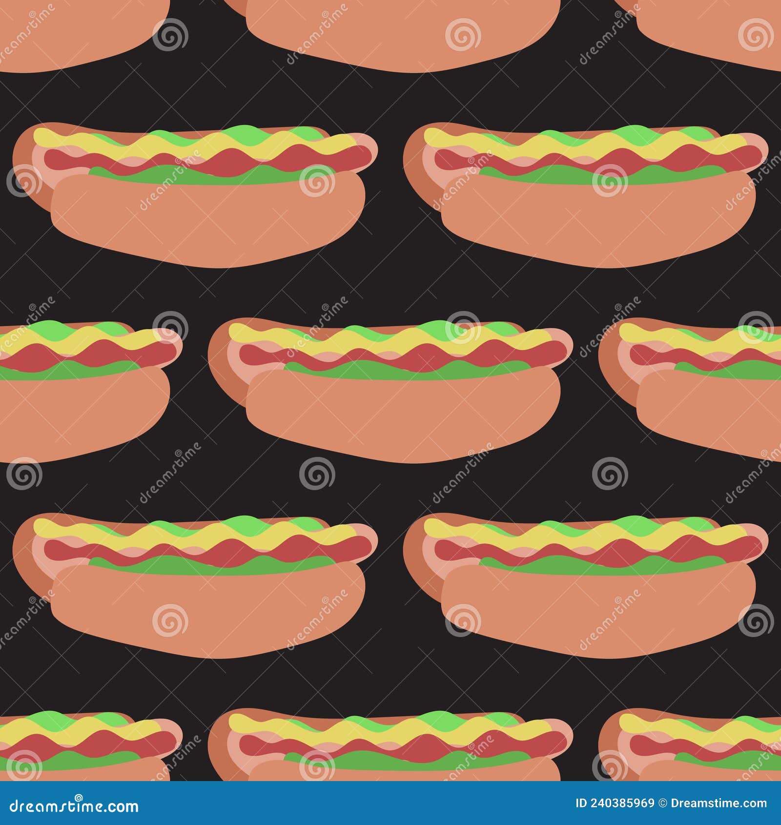 Seamless Pattern with Hot Dogs. Pattern with Food Stock Vector ...