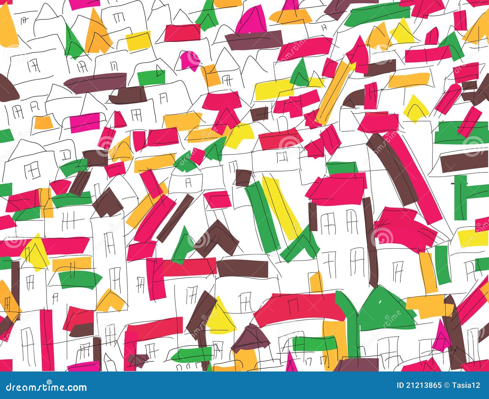 Seamless Pattern with Houses Stock Vector - Illustration of downtown ...