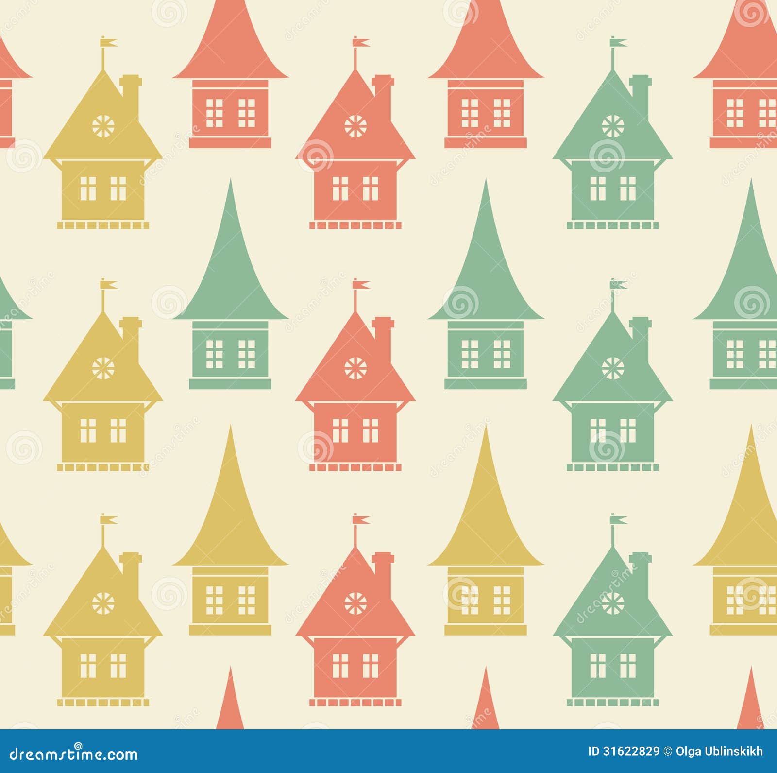 Seamless Pattern with Houses. Simple Geometrical T Stock Vector ...
