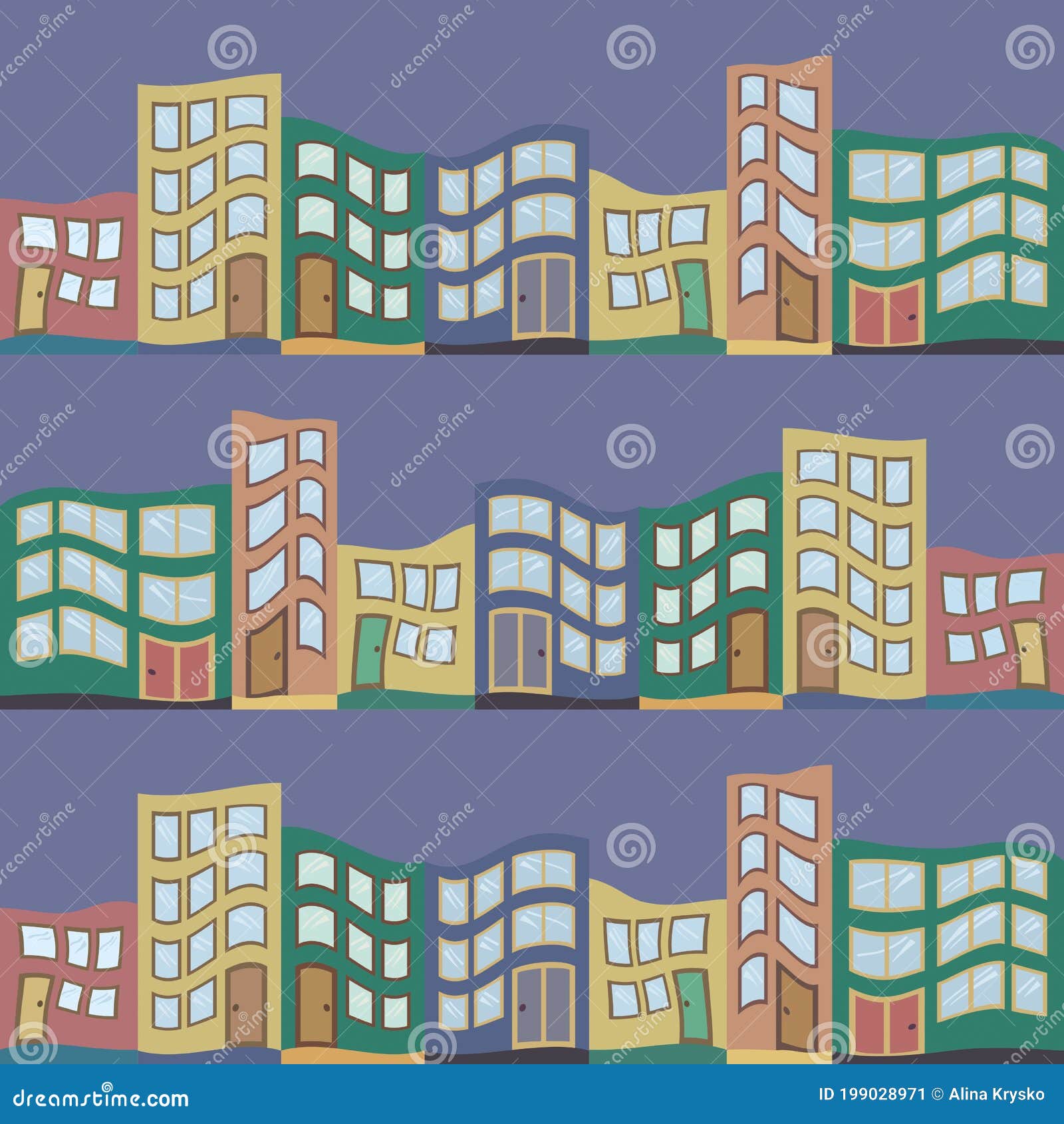 Vector Seamless Pattern with House and Building Icons Stock Vector ...