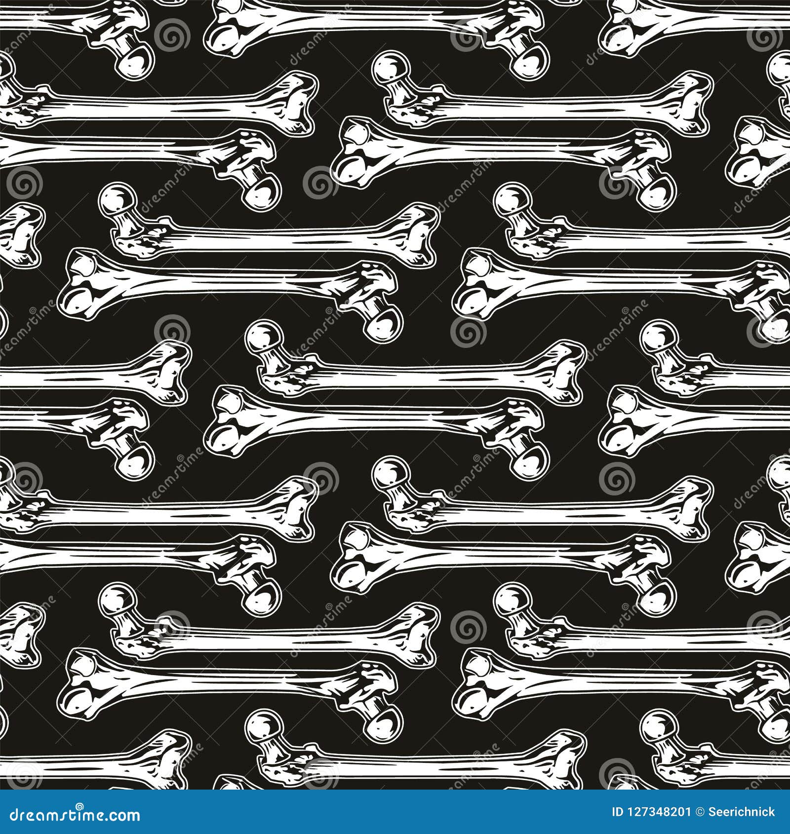 Seamless Pattern with Human Bones. Vector Illustration Stock Vector ...