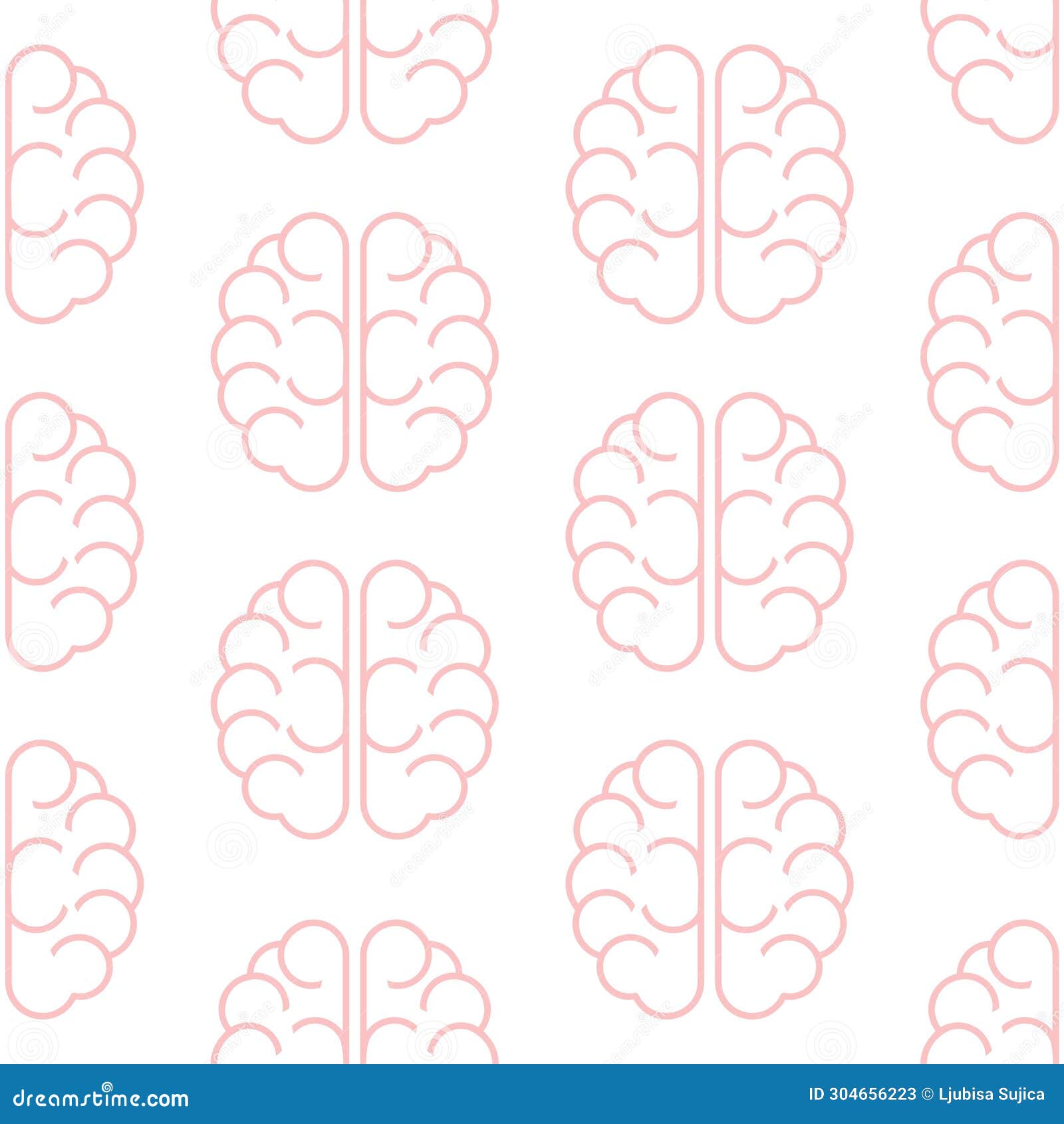 Seamless Pattern of Human Brain Isolated on White Stock Vector ...
