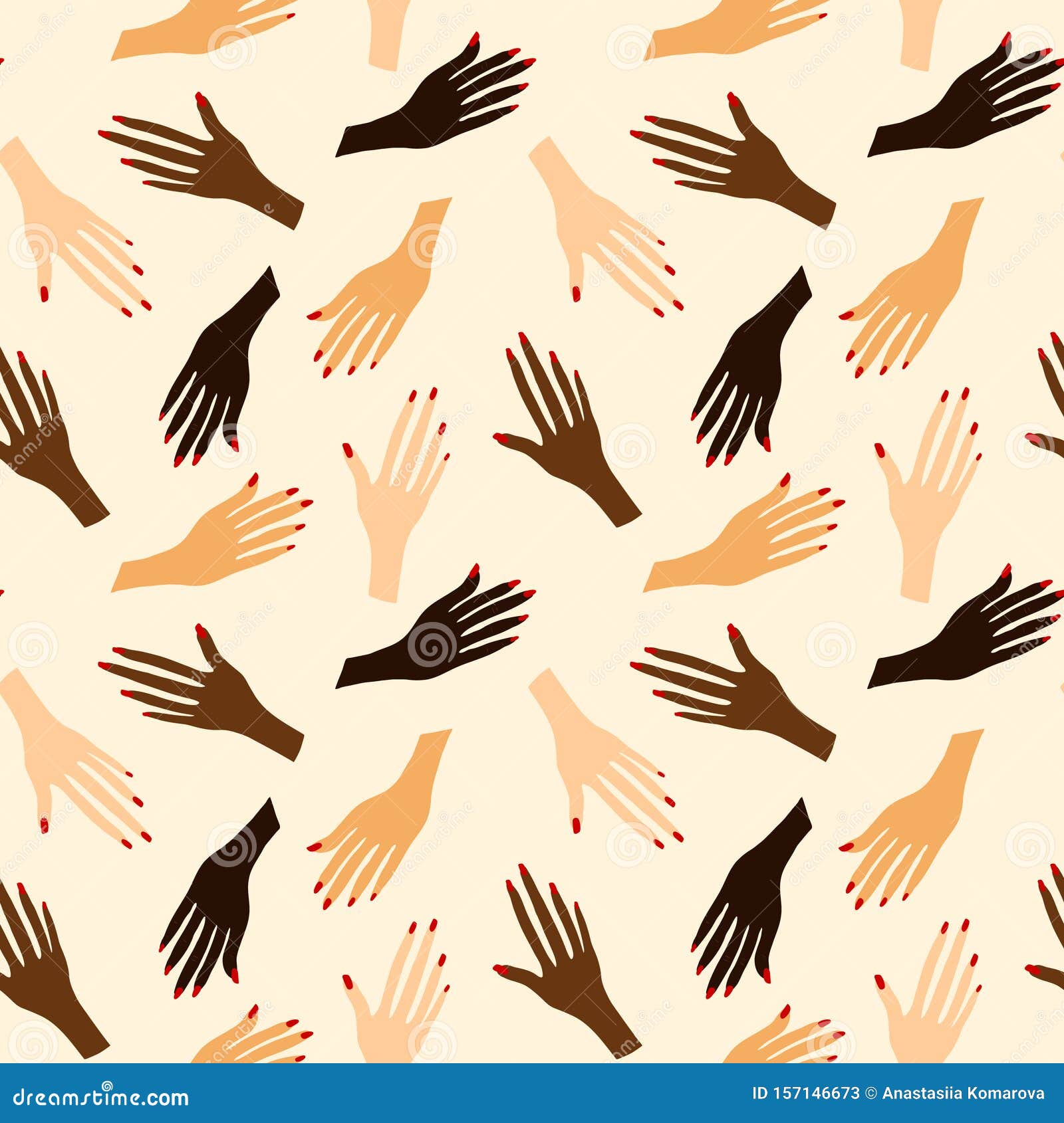 Seamless Pattern with Human Hands. Stock Vector - Illustration of ...