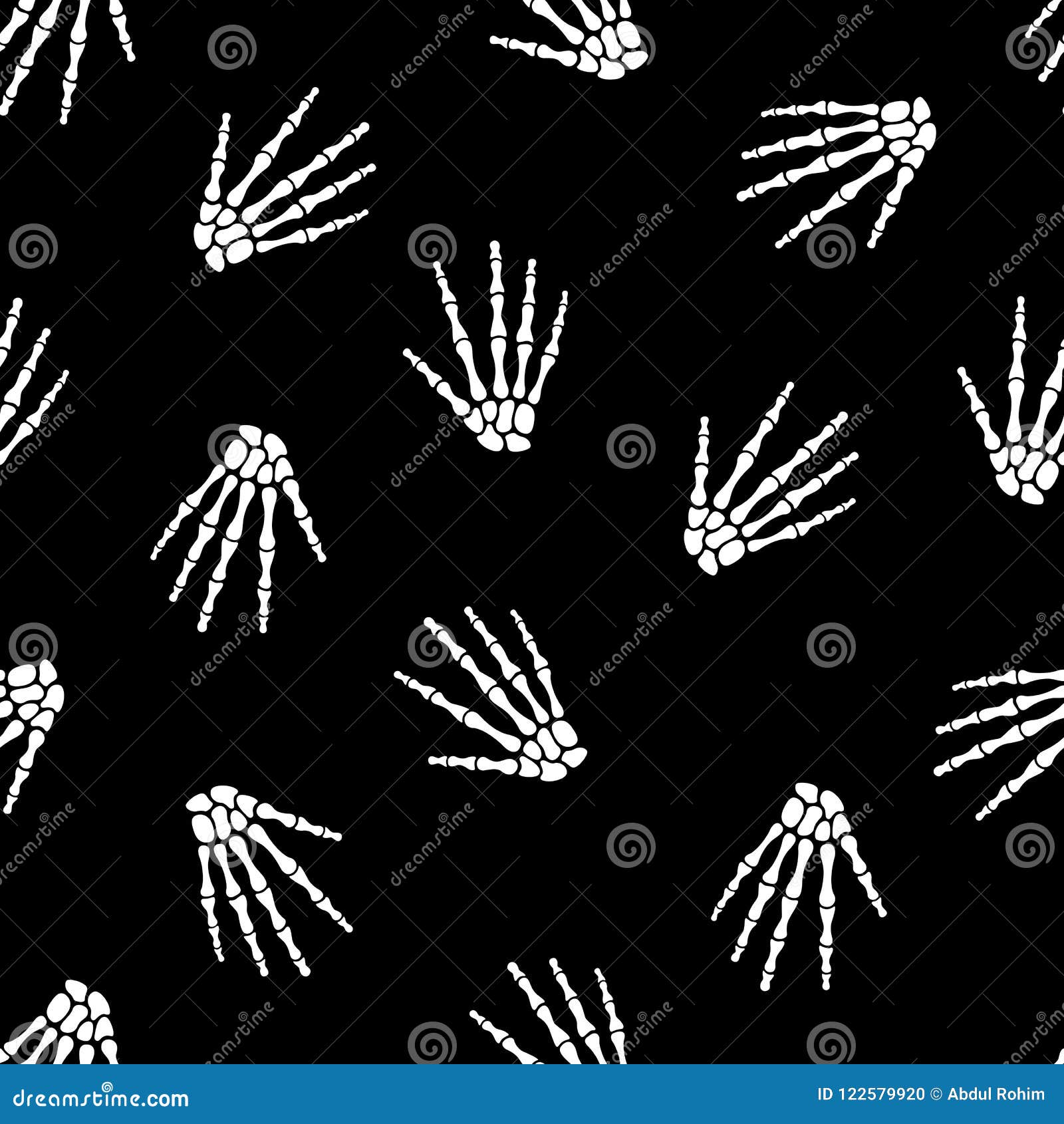 Seamless Pattern with Human Skeleton Hand Stock Vector - Illustration ...