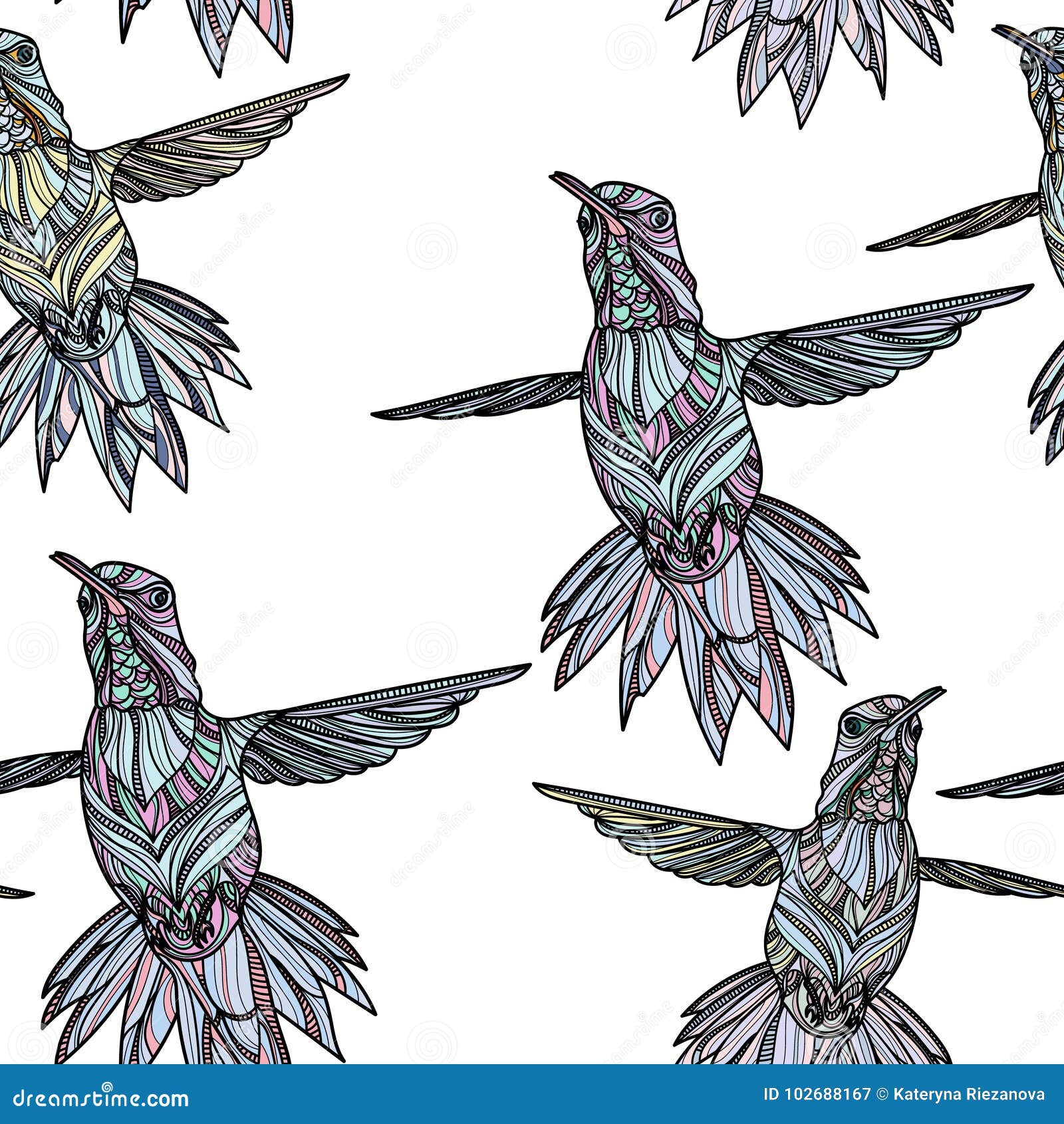 Seamless Pattern with Hummingbird Stock Vector - Illustration of ...