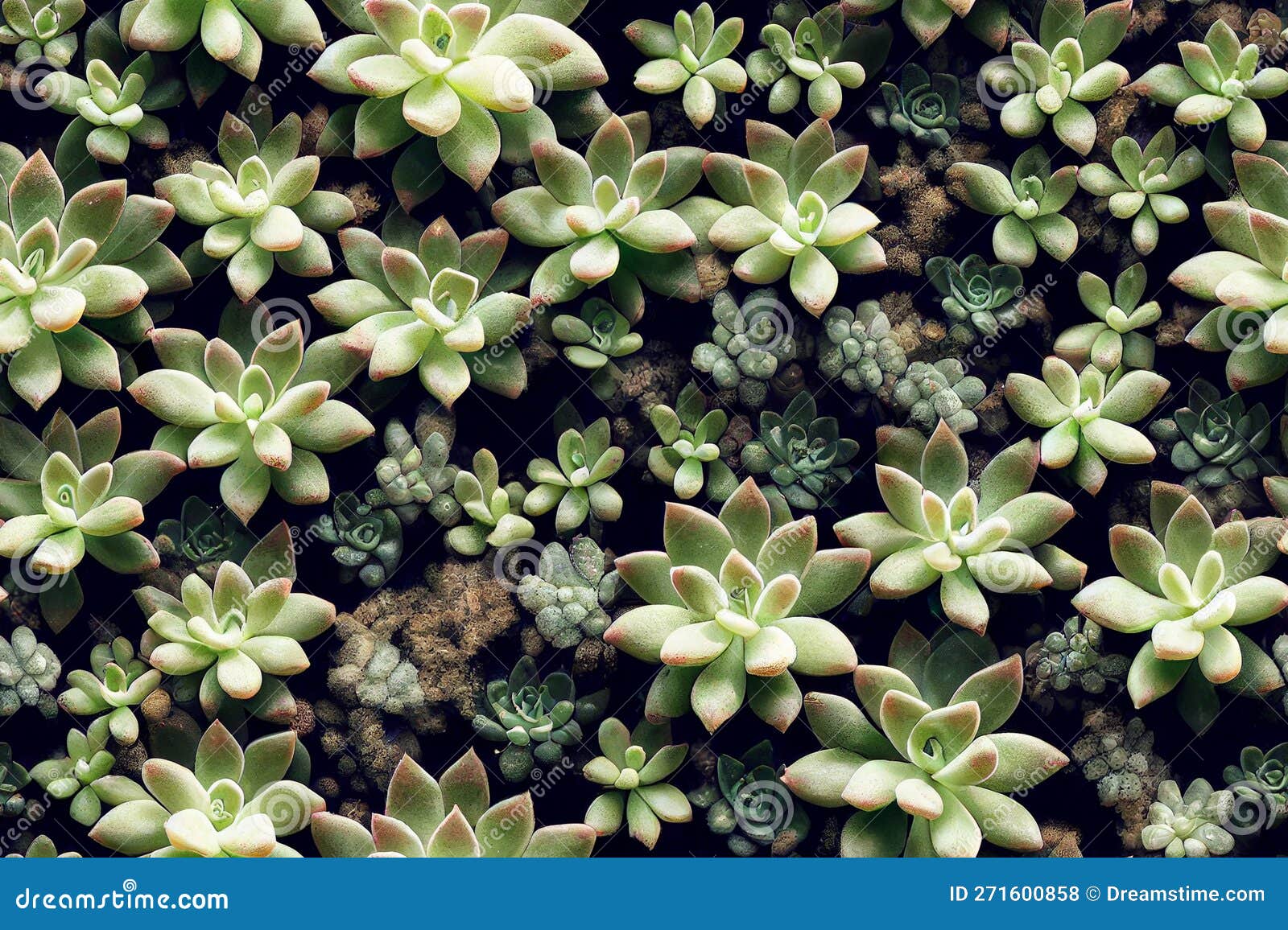 Seamless Pattern of Hundreds of Tiny Succulents. 3d Illustration Stock ...