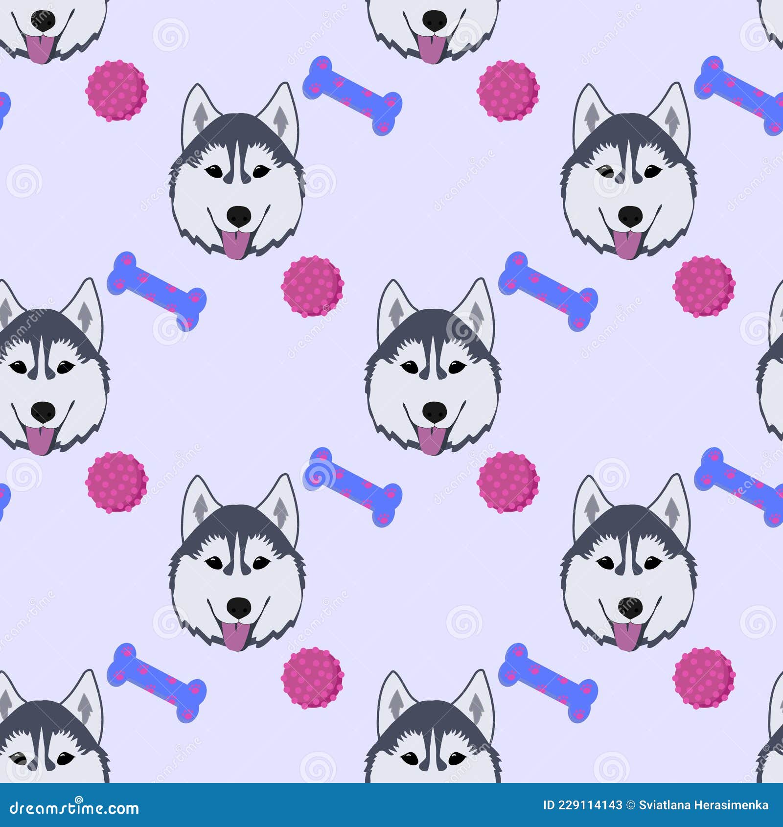 Seamless Pattern with Husky. Background with a Pattern of a Dog S Face ...