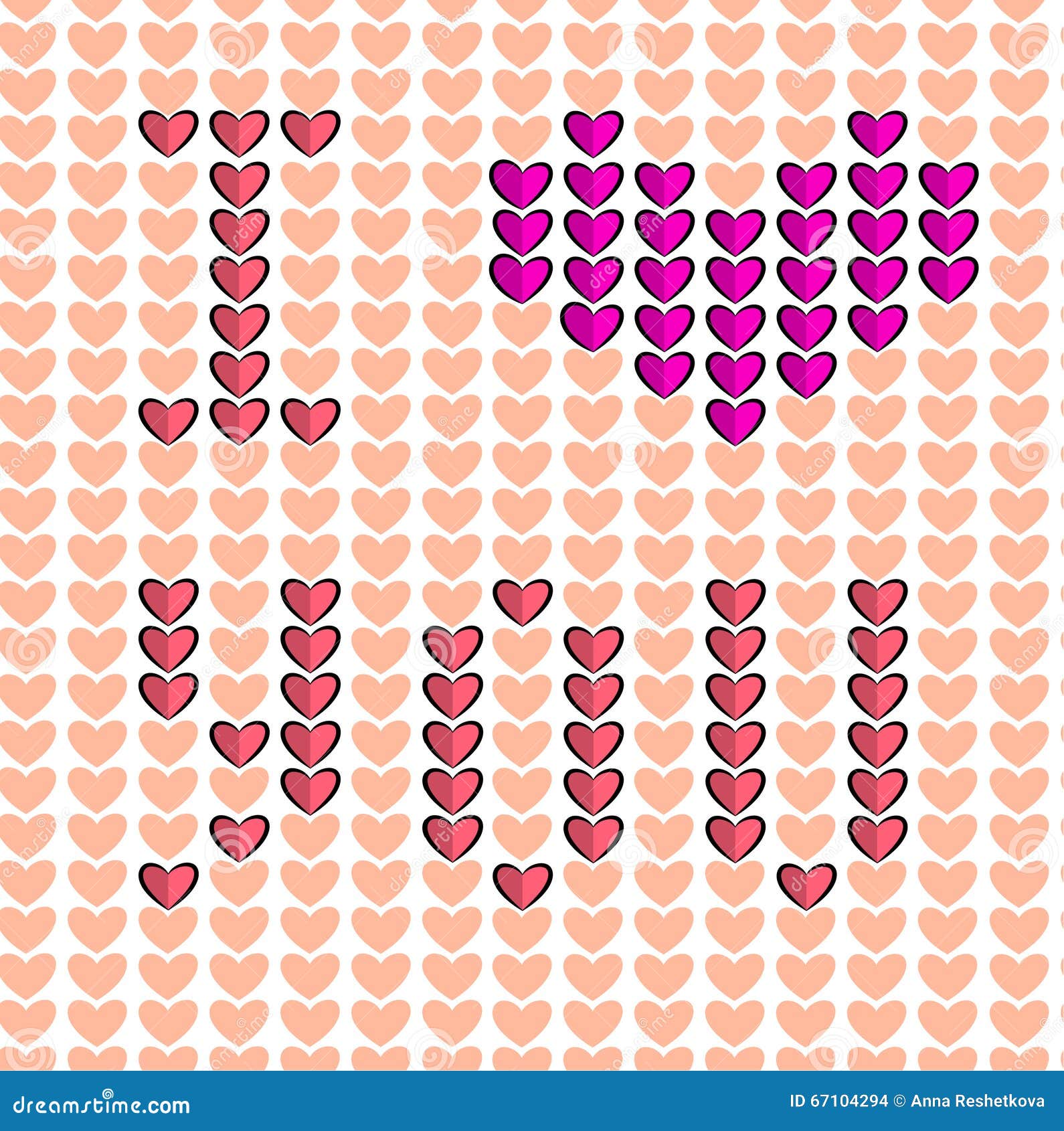 Seamless Pattern I Love You Heart Stock Vector - Illustration of ...