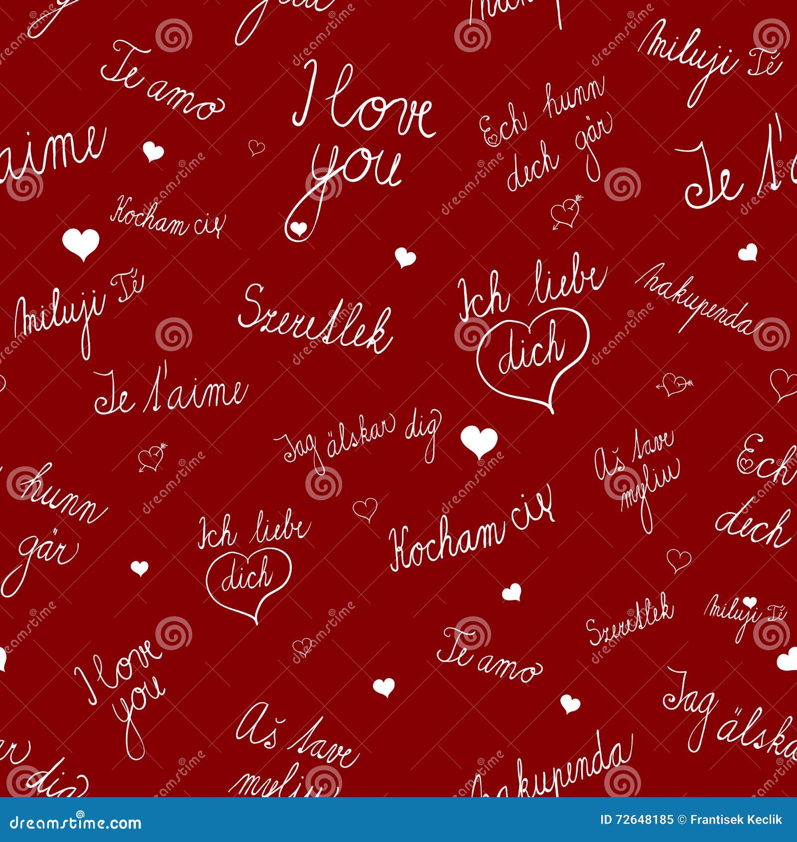 Seamless Pattern with I Love You Text in Various Languages Stock Vector ...