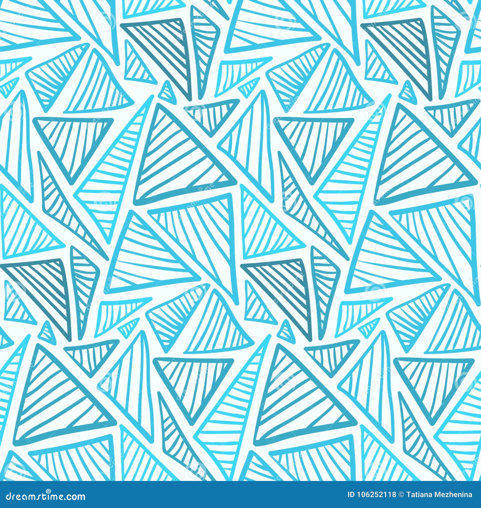 Seamless Pattern with Ice Blue Lined Triangles Stock Vector ...