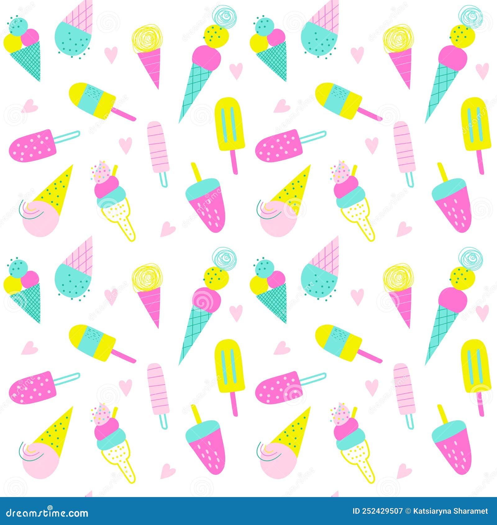 Seamless Pattern with Ice Cream. Vector Illustrations Stock Vector ...