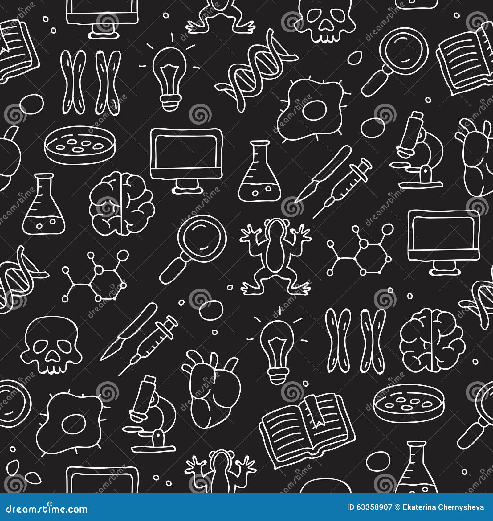 Seamless Pattern Icon in Biology Stock Vector - Illustration of glass ...