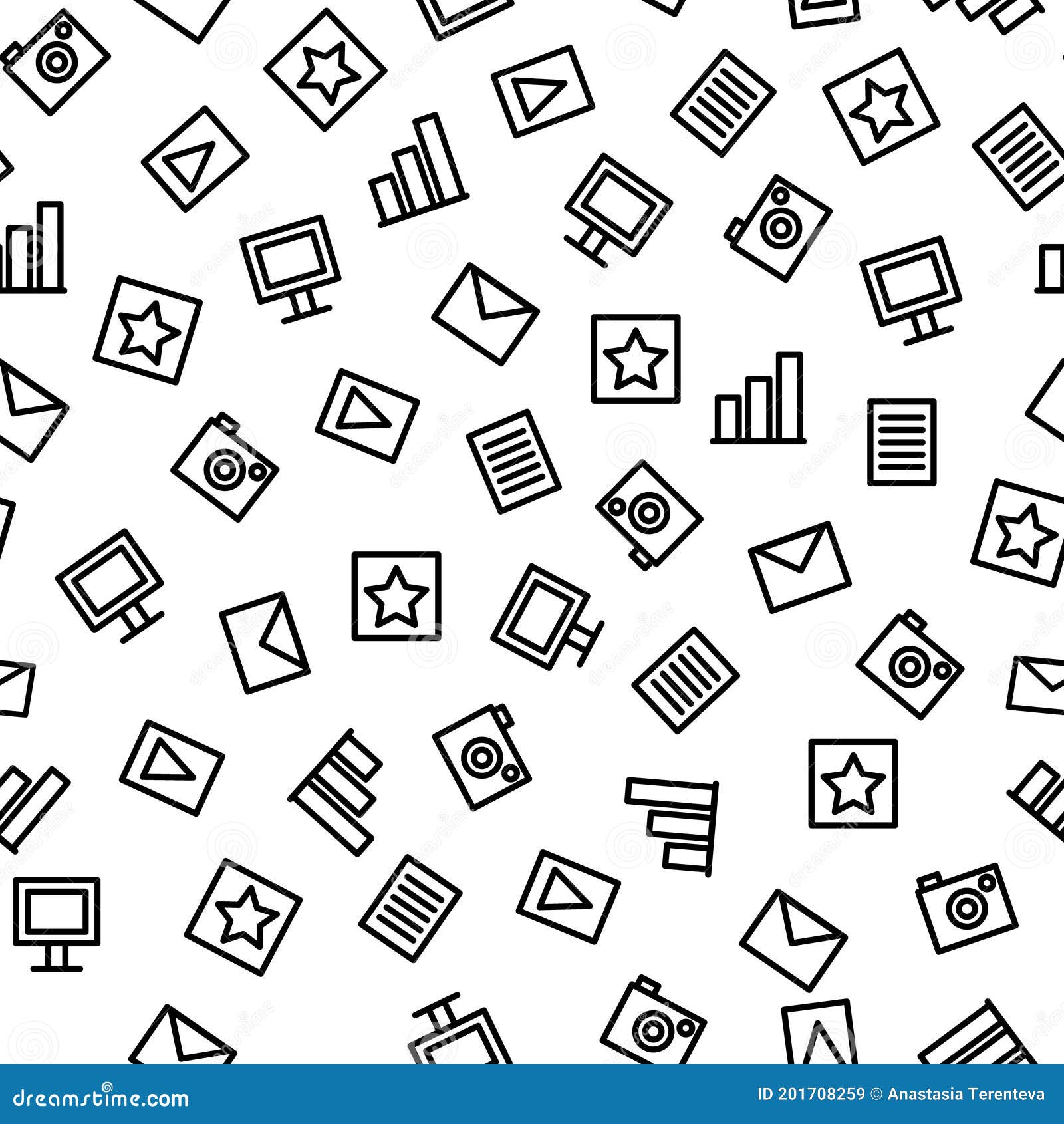 Seamless Pattern of Icon Images Stock Vector - Illustration of graphic ...