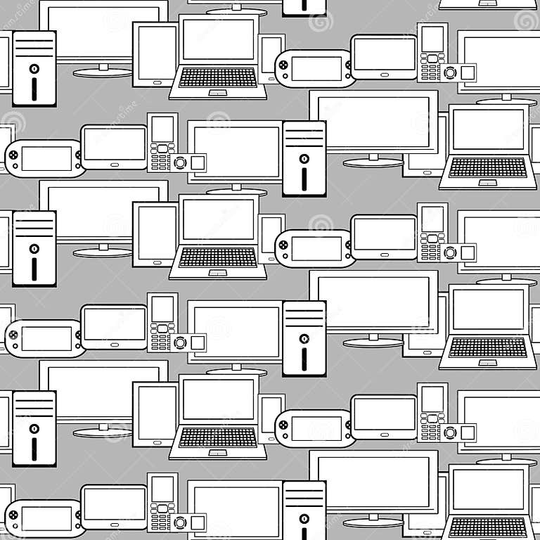 Seamless Pattern from Icons of Electronic Devices. Stock Vector ...