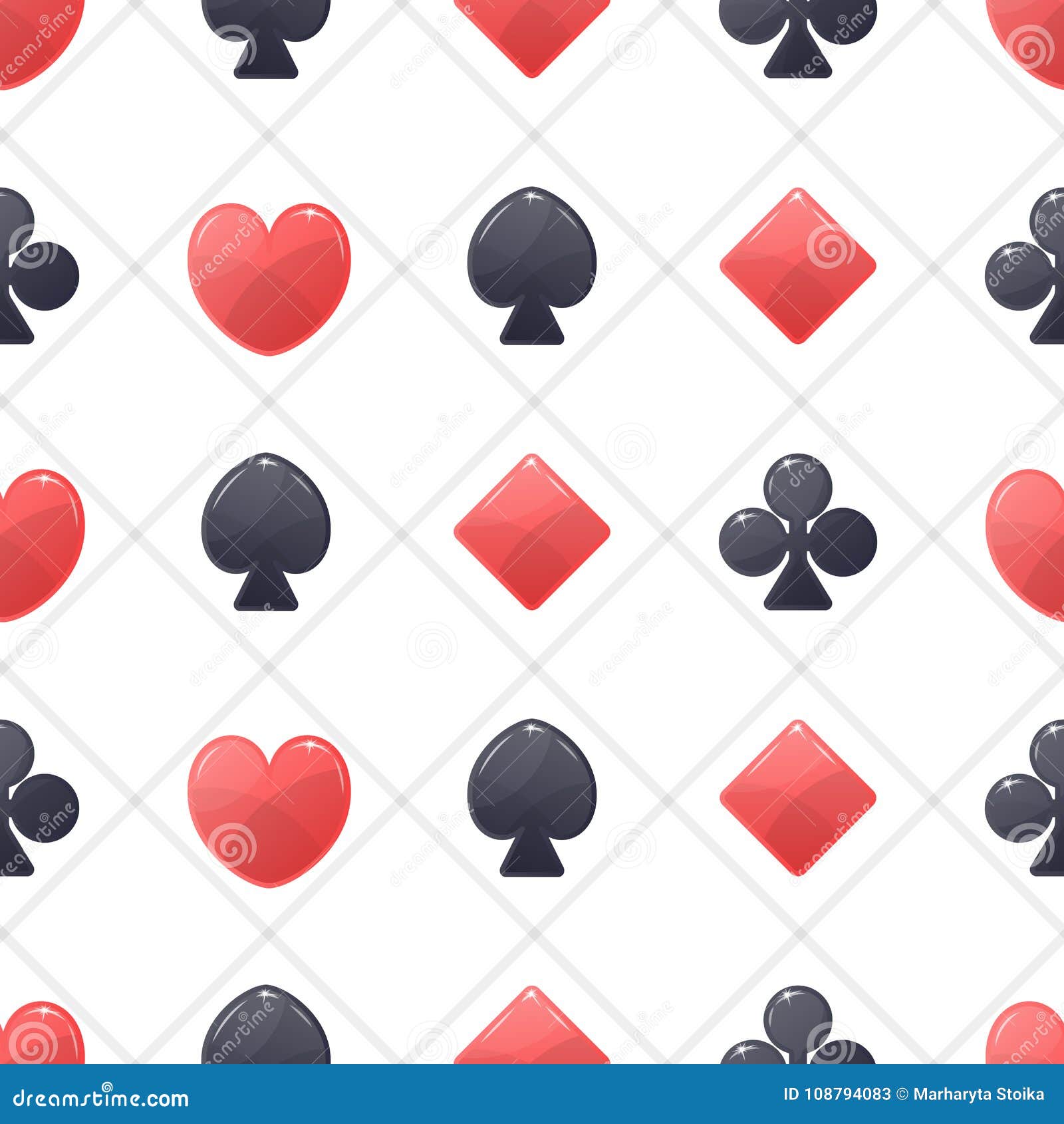 Seamless Pattern With Icons Of Playing Cards. Stock Vector ...