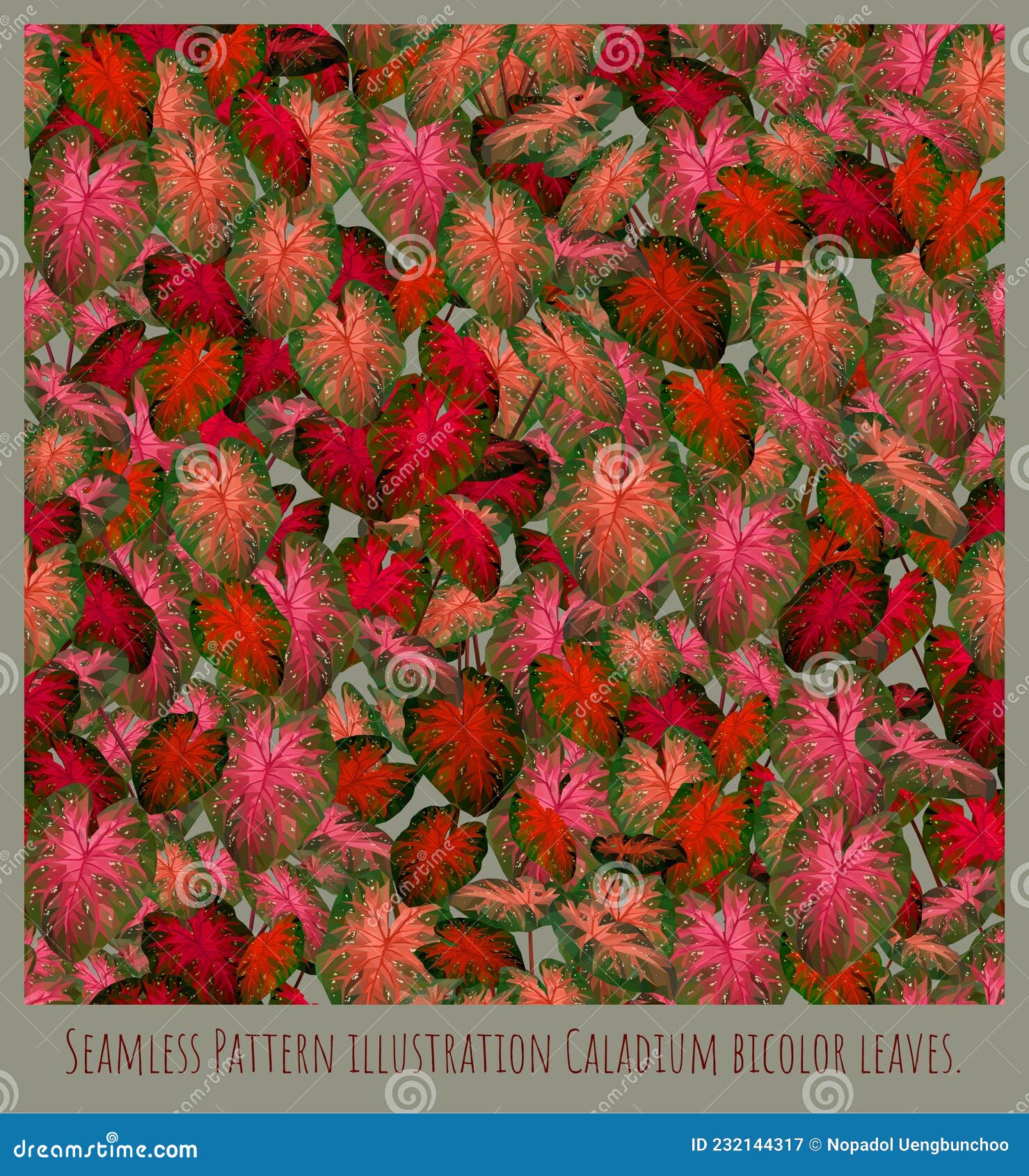 Seamless Pattern Illustration of Bicolor Leaves Stock Vector ...