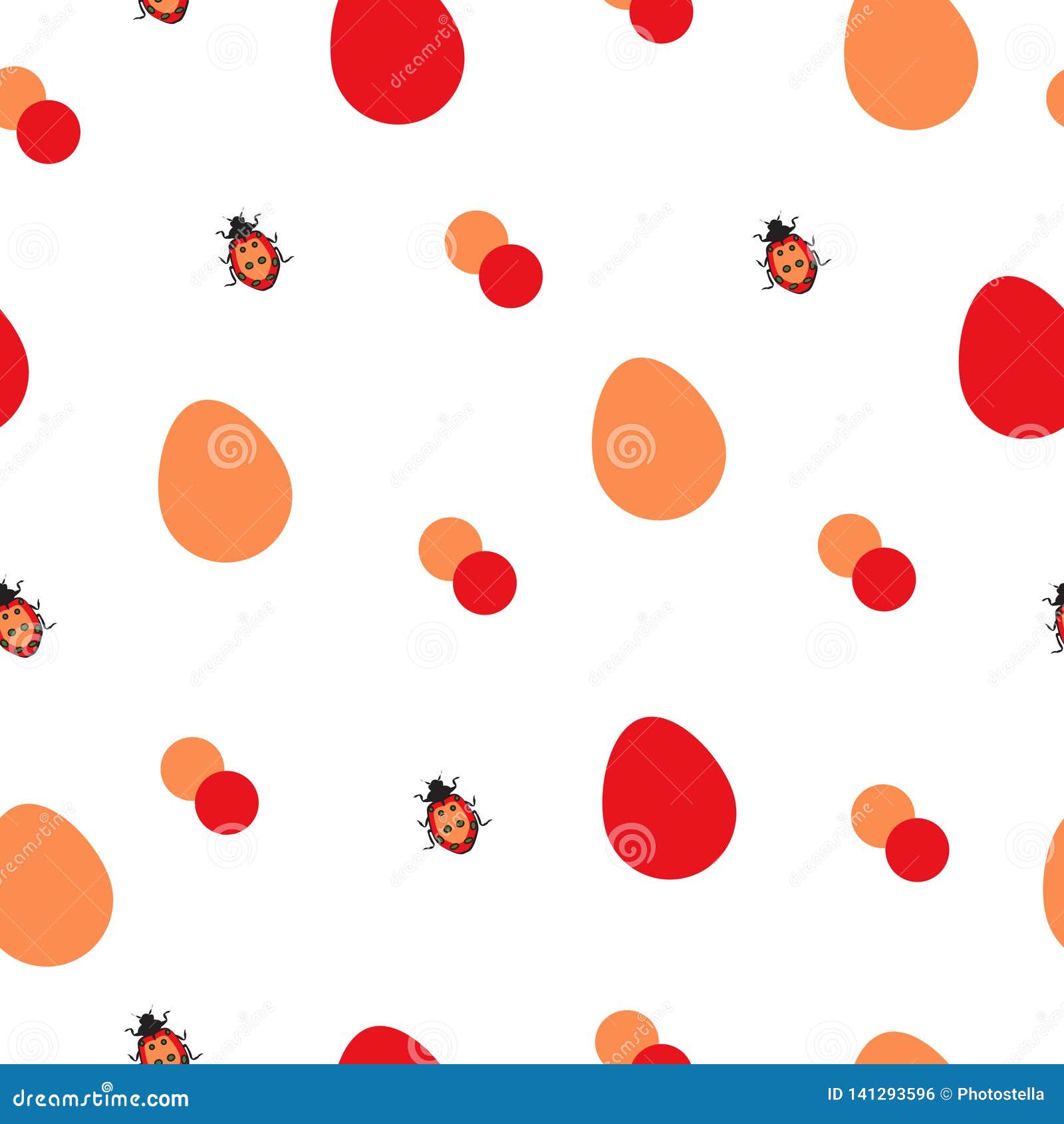 Seamless Pattern Illustration with Easter Eggs and Lady Bug - Festive ...