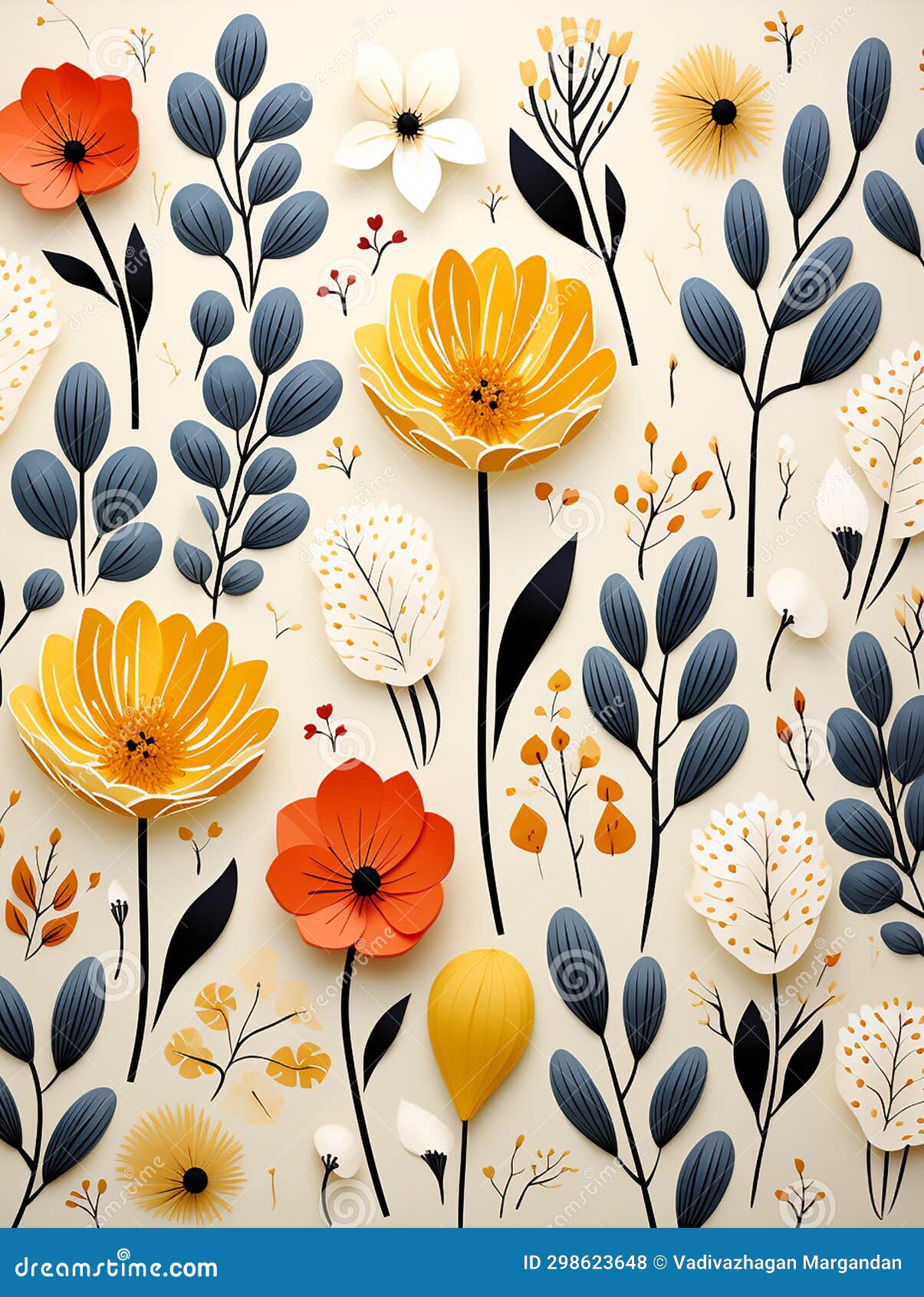 Abstract Hand-Drawn Flower Pattern Stock Photo - Image of flower ...