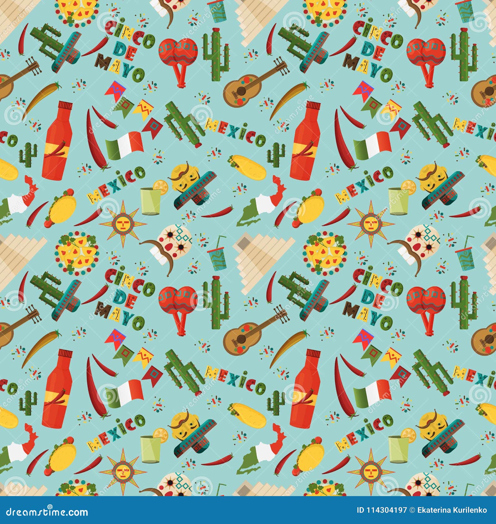 Seamless Pattern Illustration in Flat Style on Isolated Background ...