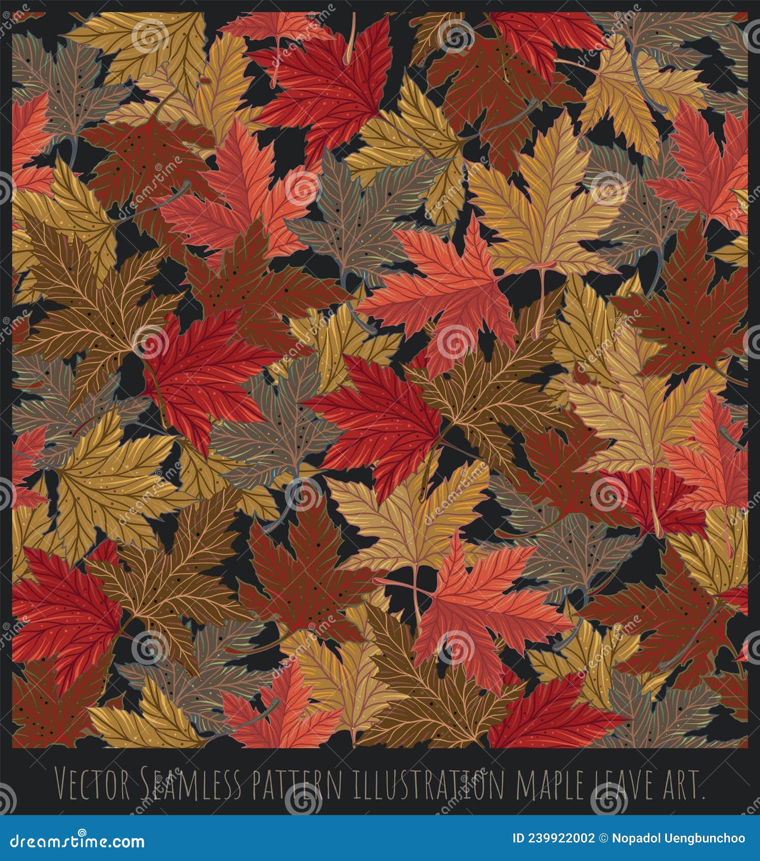 Seamless Pattern Illustration Maple Leave Art Stock Vector ...