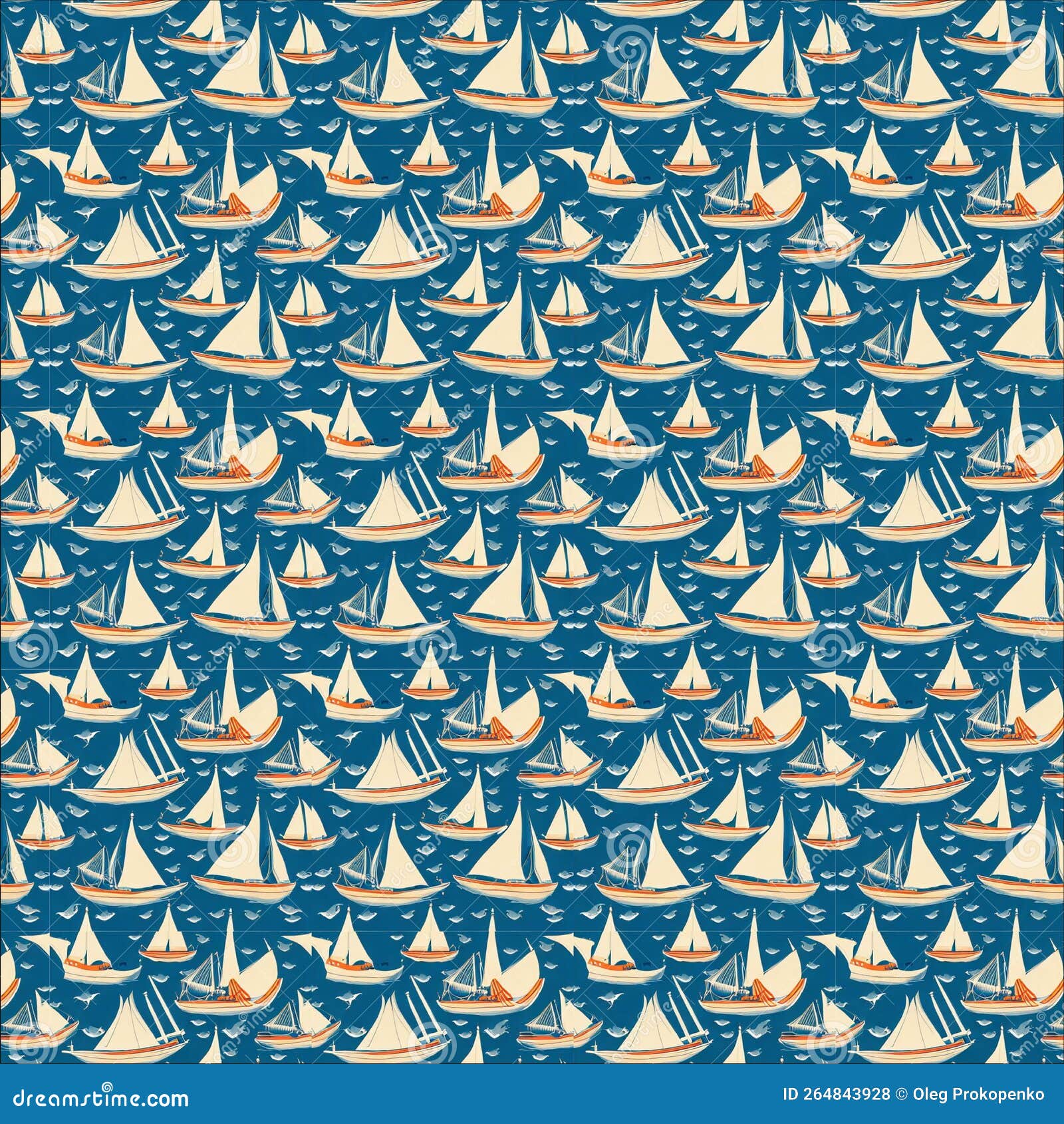 Seamless Pattern Illustration Sailing Ships Stock Illustration ...
