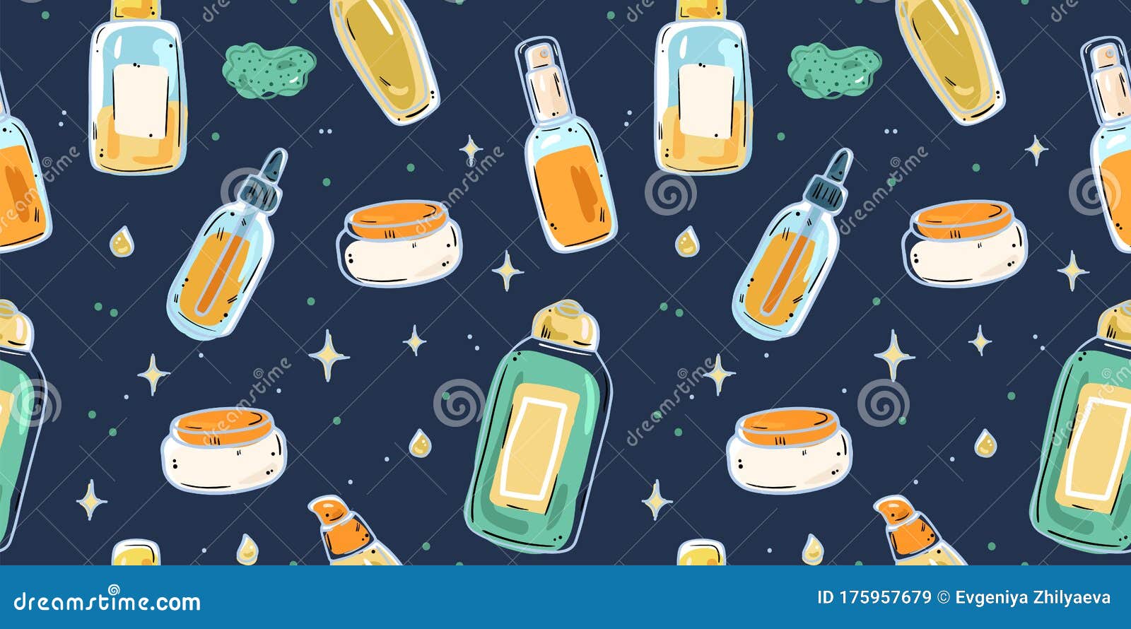 Seamless Pattern with Illustrations of Different Types of Skin Care ...